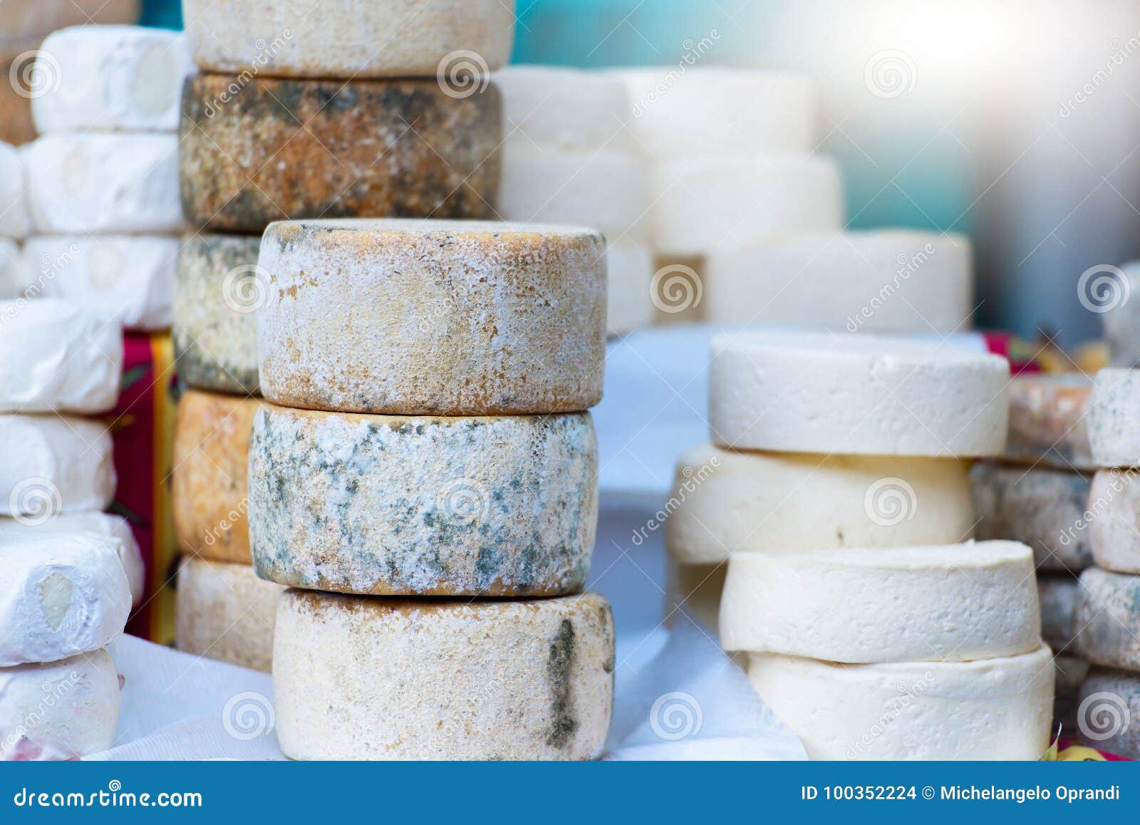 Traditional Artisan Cheese Wheels Composition Stock Photo - Image of ...