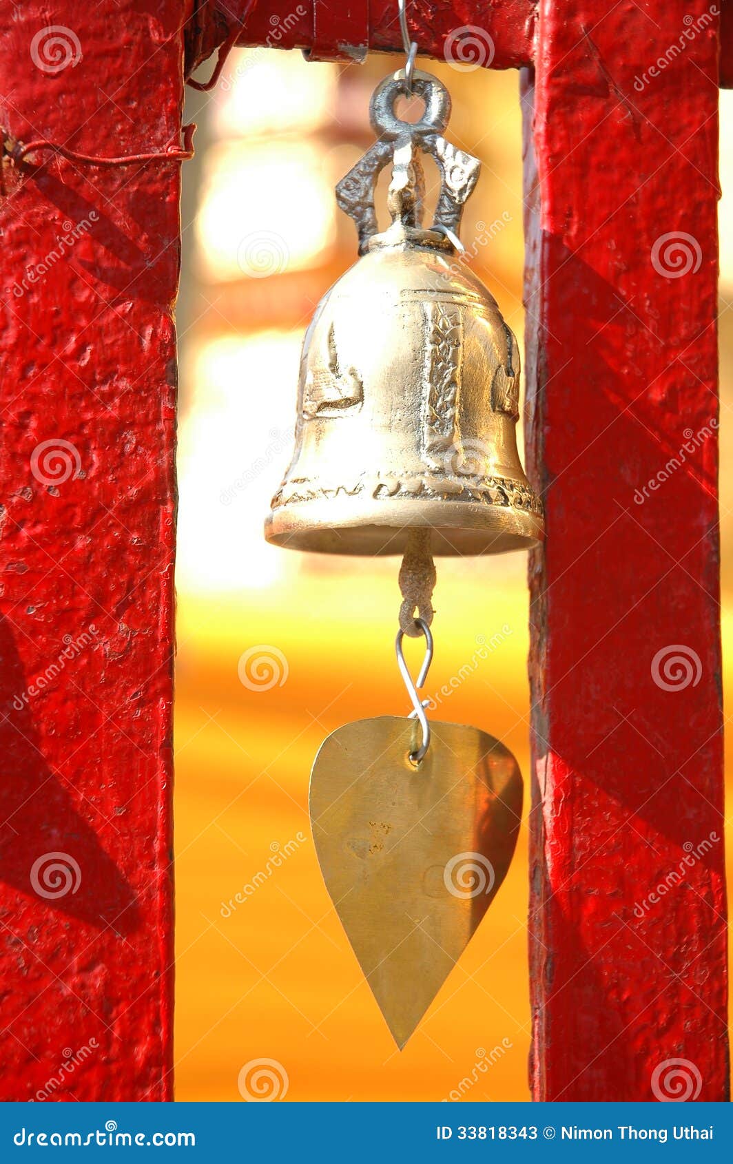 Traditional Asian Bell in Temple Stock Image - Image of decoration ...