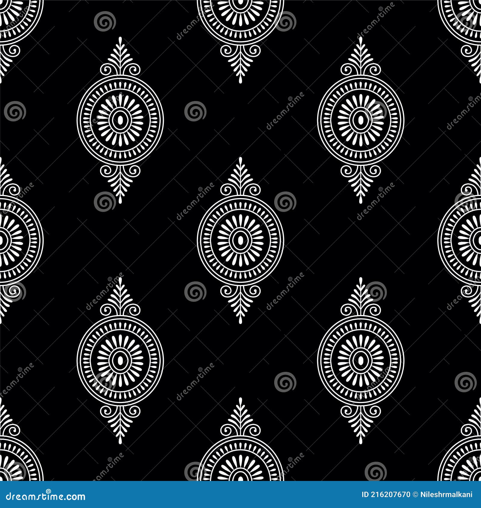 Traditional Asian Black and White Decorative Pattern Stock Vector ...