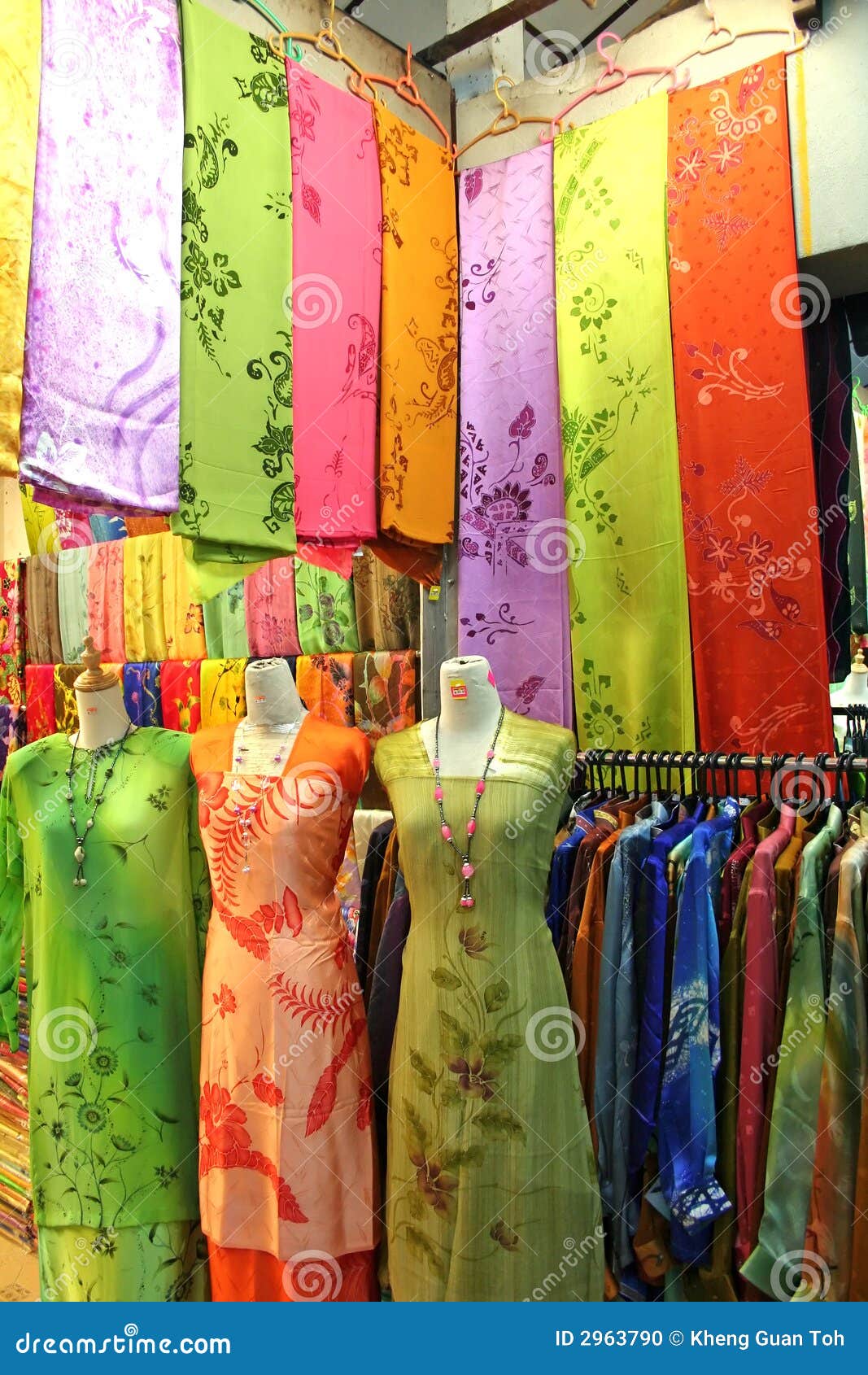 Traditional asian fabrics stock photo. Image of colourful - 2963790