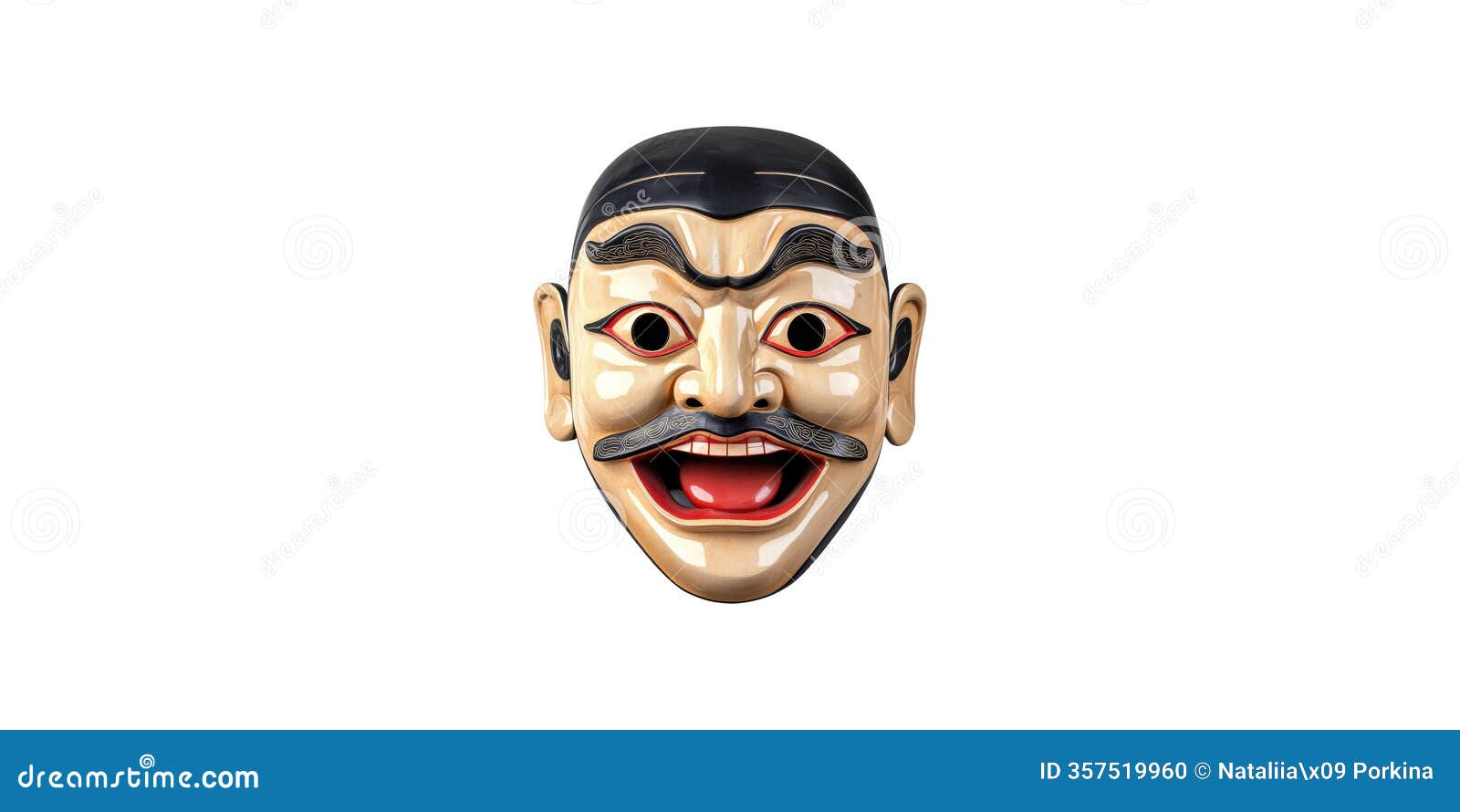 Traditional Asian Mask with Expressive Features Isolated on Transparent ...