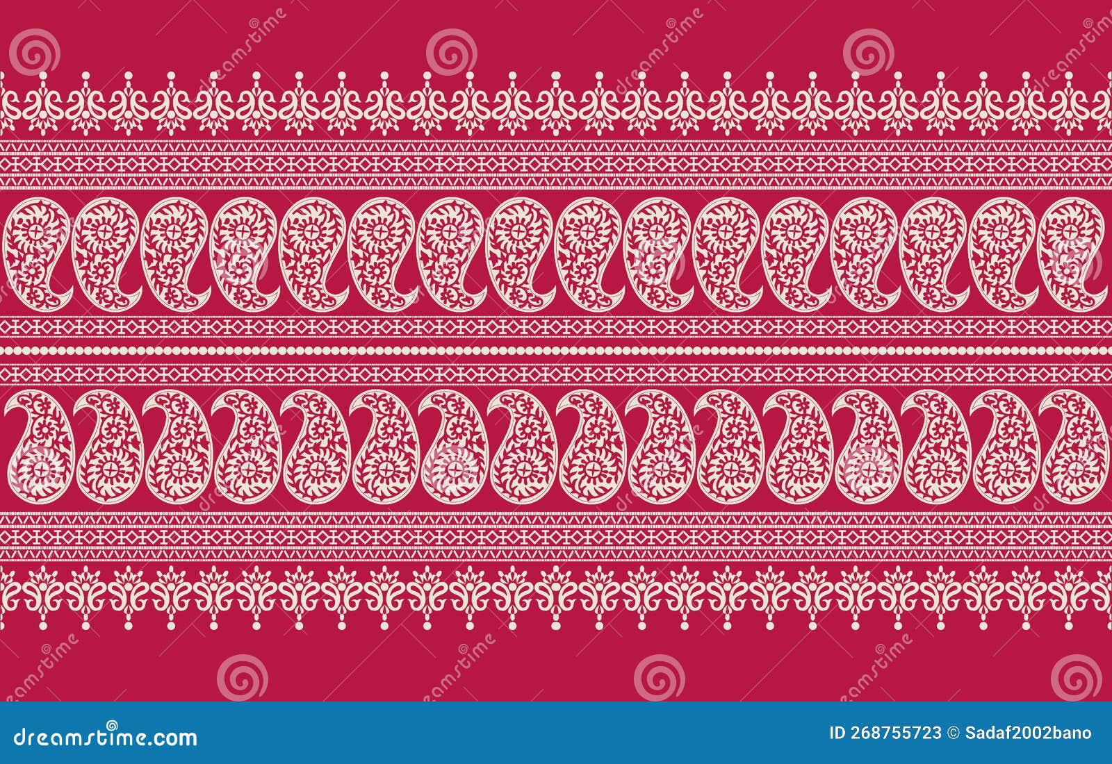 Traditional Asian Paisley Border Design Stock Illustration