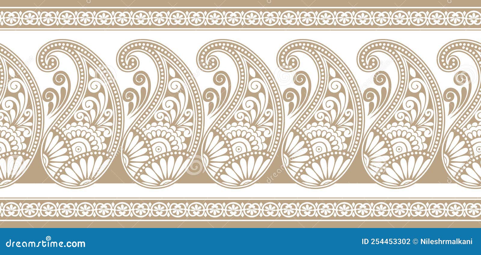 Traditional Asian Paisley Border Design Stock Vector - Illustration of ...