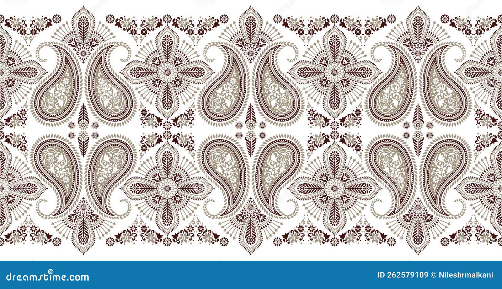 Traditional Asian Paisley Border Design Stock Vector - Illustration of ...