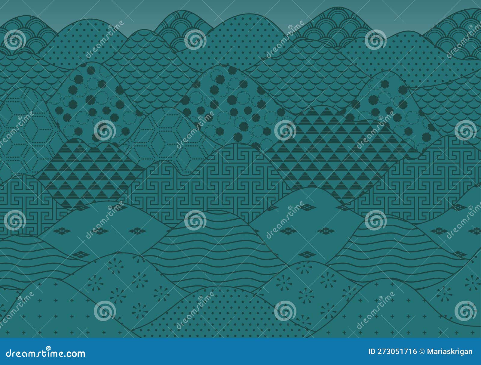 Set Of Asian Patterns Seamless Swatches. Vector Illustration ...