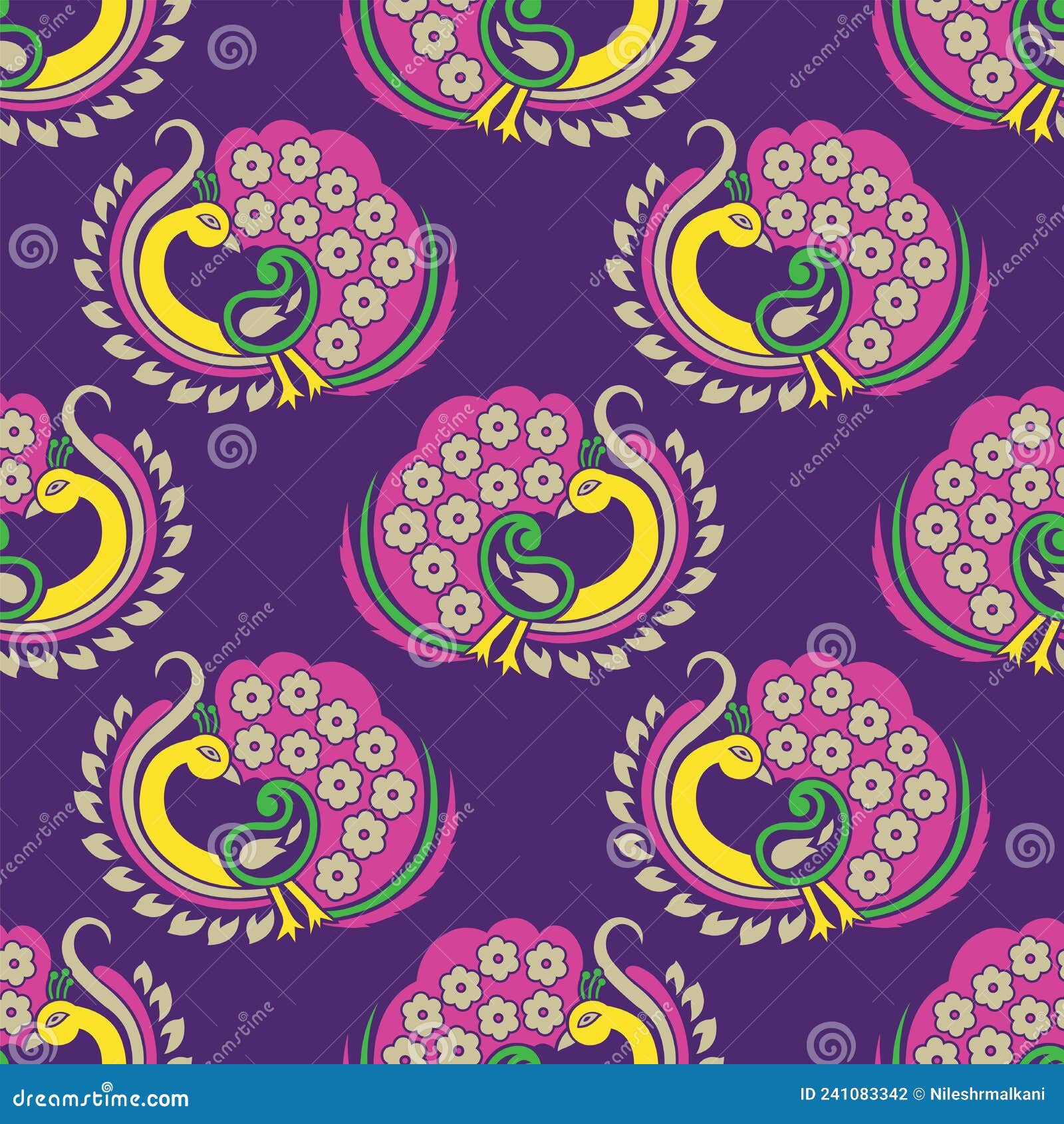 Traditional Asian Peacock Pattern Design Stock Vector - Illustration of ...
