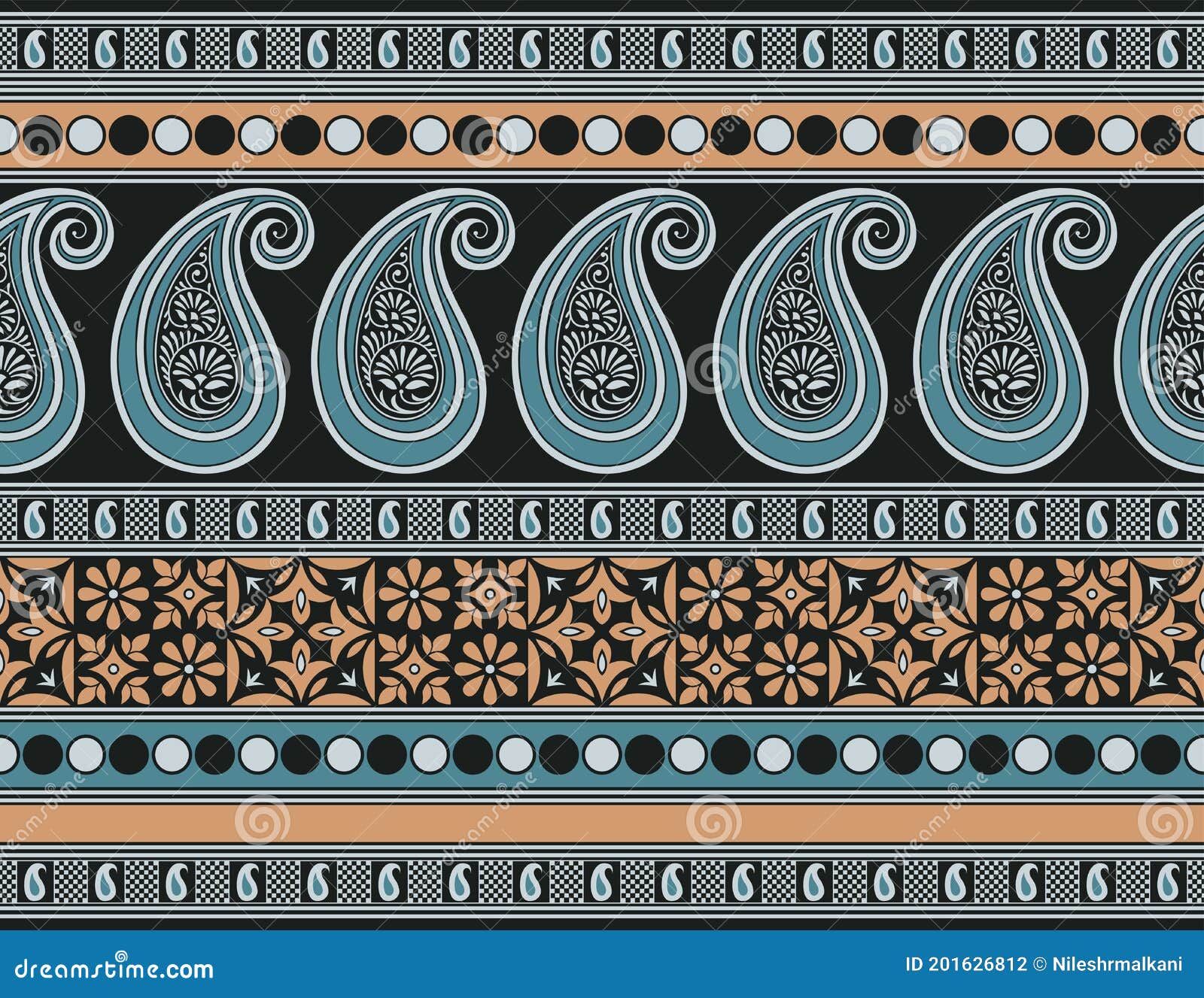 Traditional Asian Vector Paisley Border Design Stock Vector ...