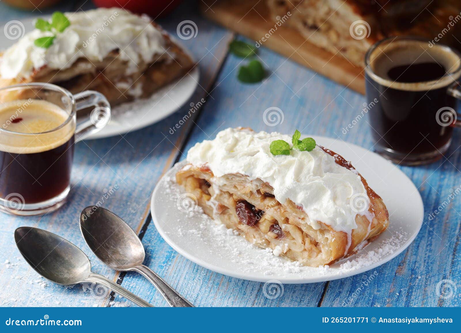 Traditional Austrian Strudel with Apples Stock Image - Image of ...