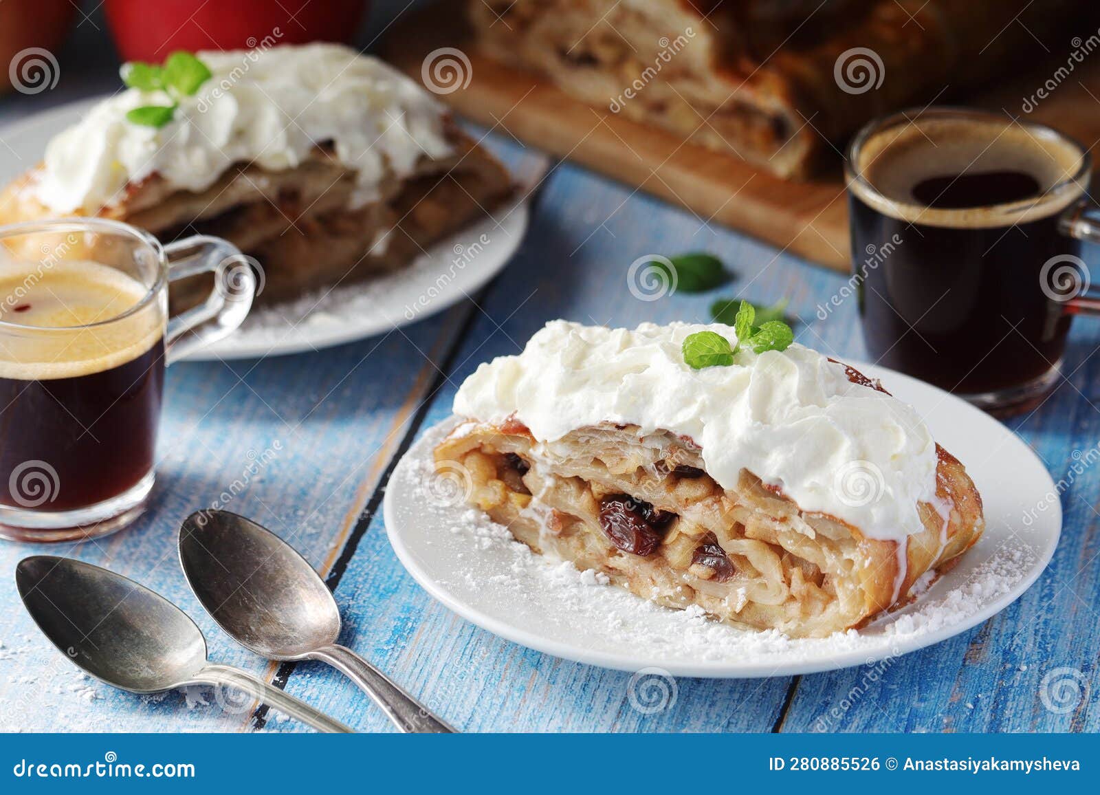 Traditional Austrian Strudel with Apples Stock Photo - Image of ...