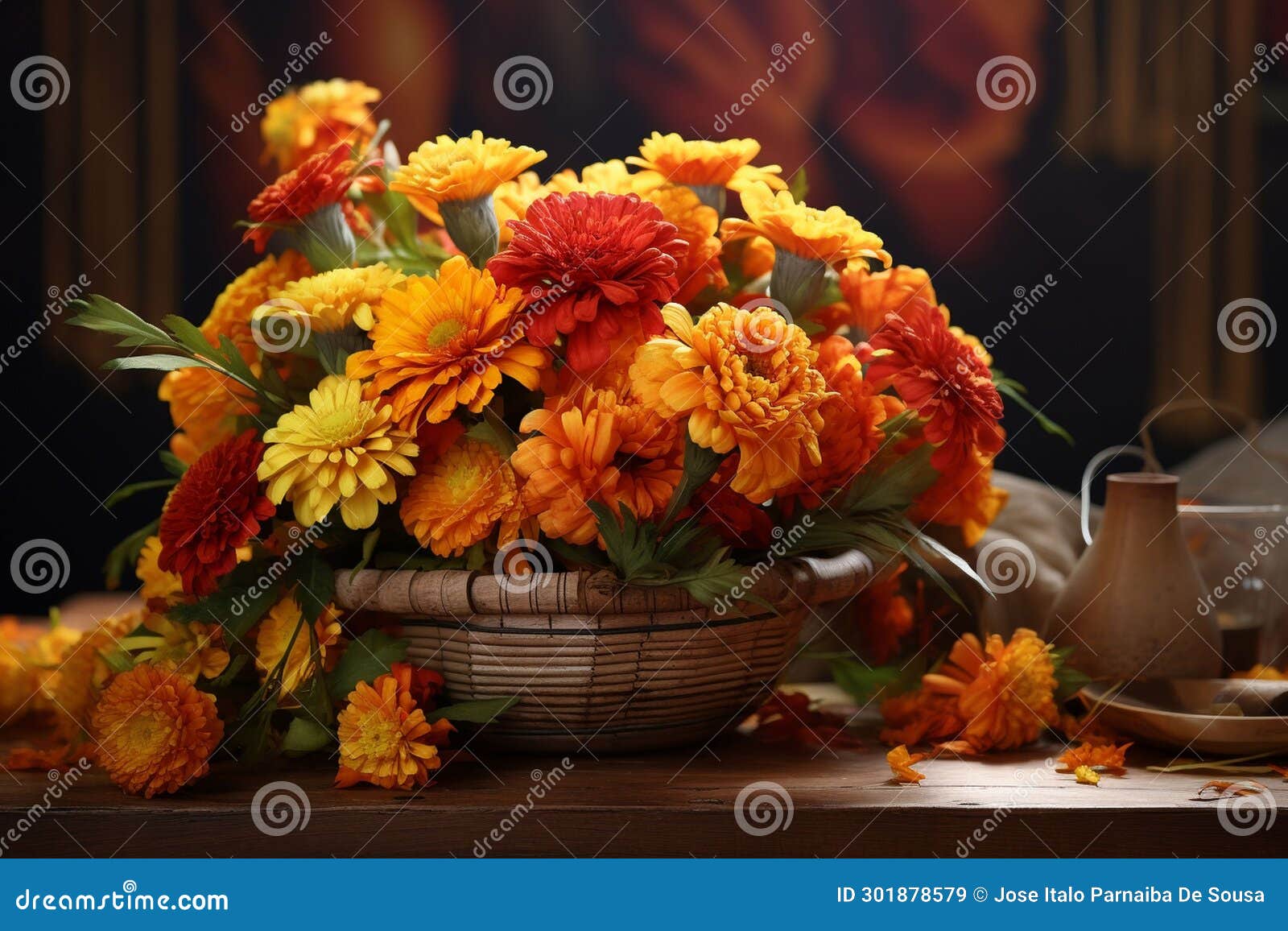Traditional Aztec Marigold Flower Arrangement Stock Illustration ...