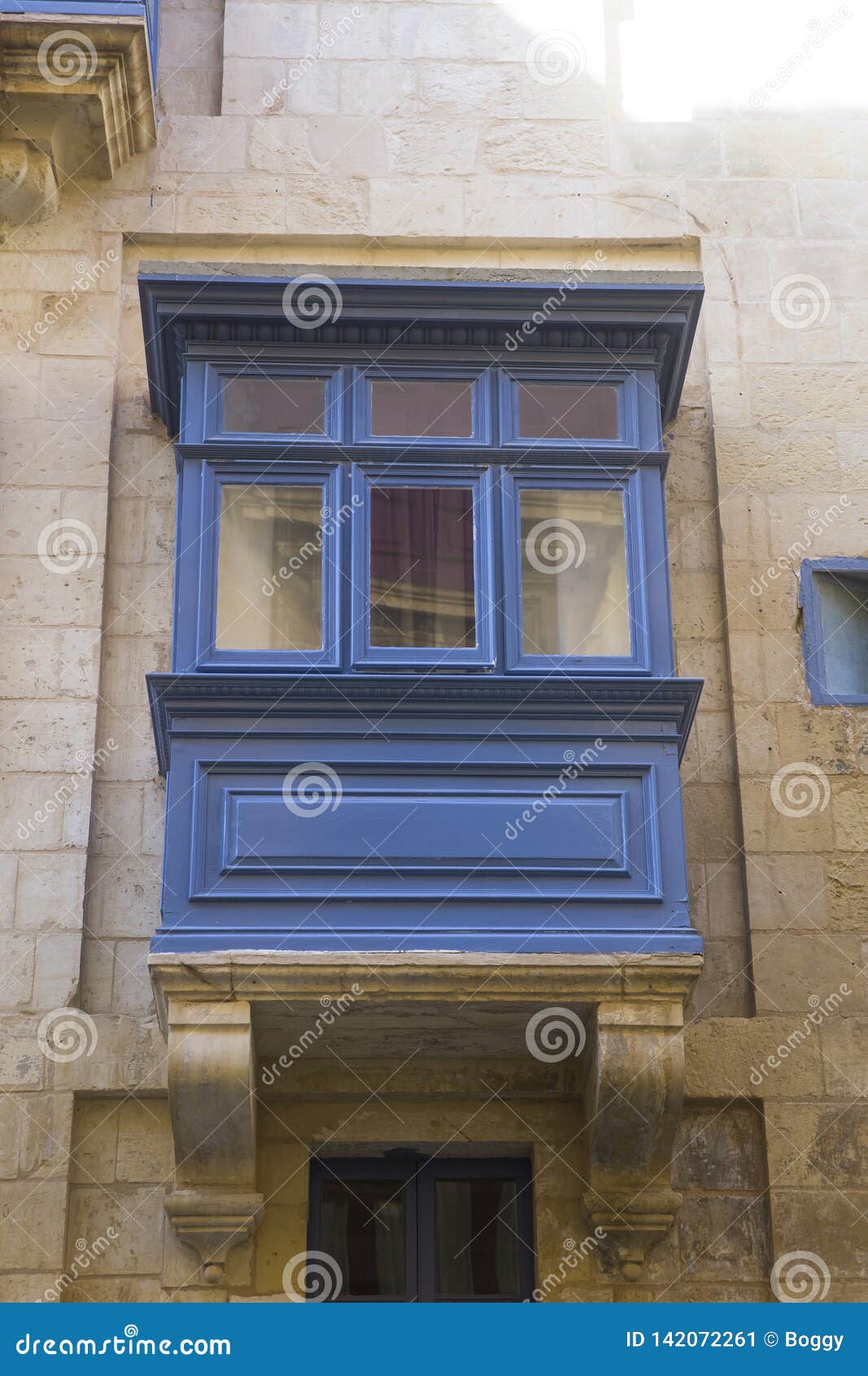 Traditional Balcony Window from Malta Stock Image - Image of front ...