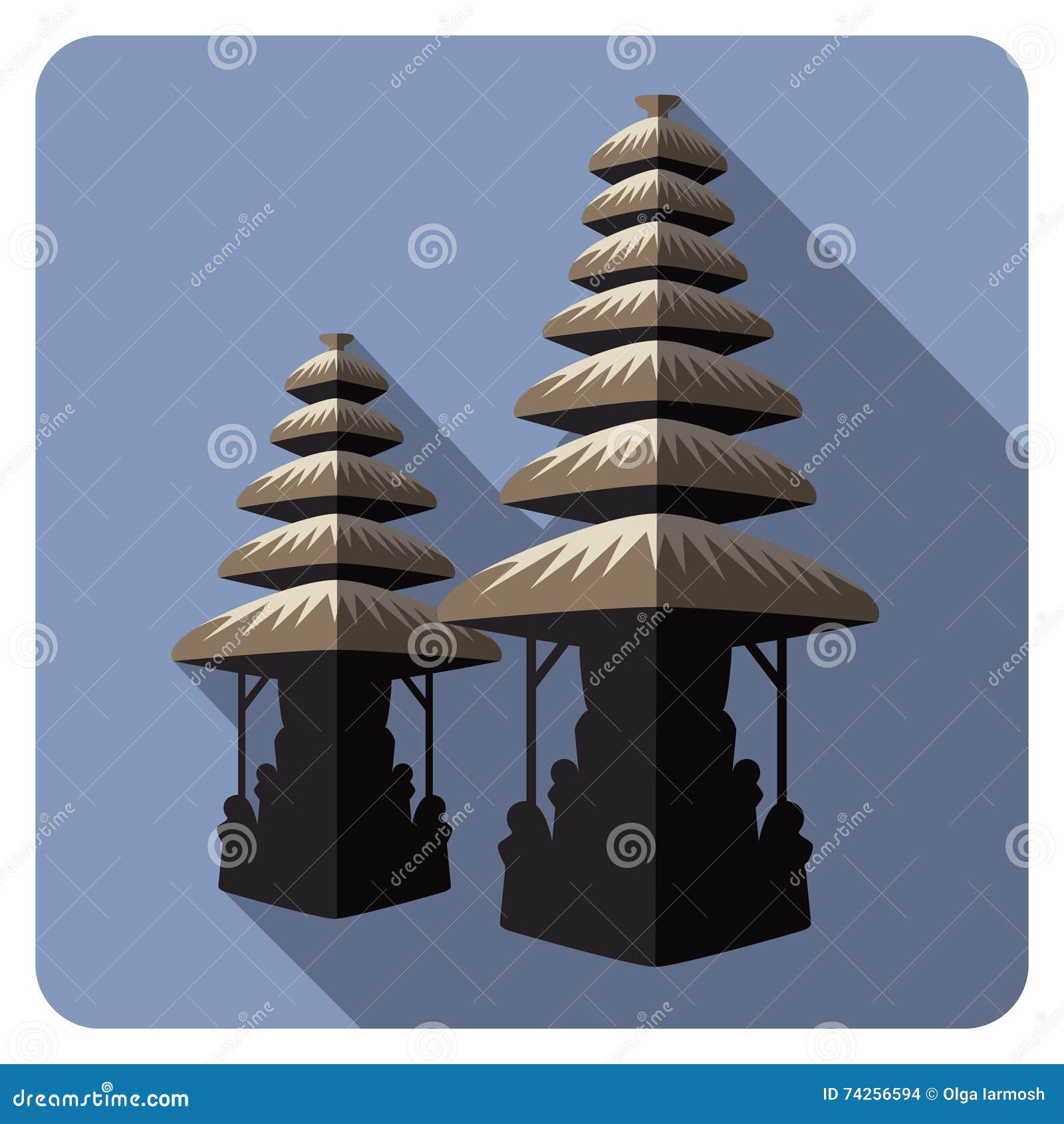 Traditional Balinese Architecture, Temple. Flat Icons. Stock Vector ...