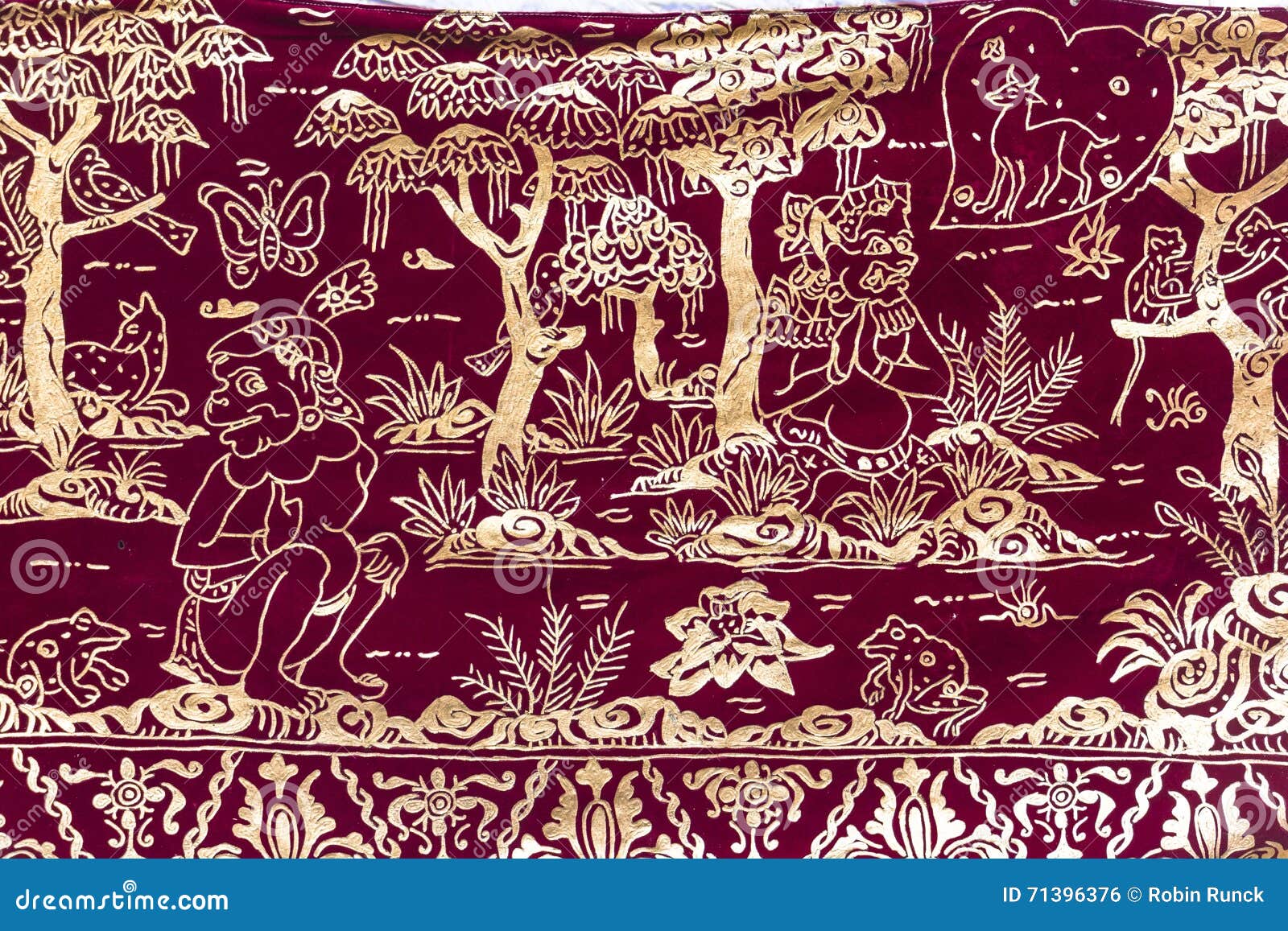 Traditional Balinese Pattern on Cotton Stock Photo - Image of color ...