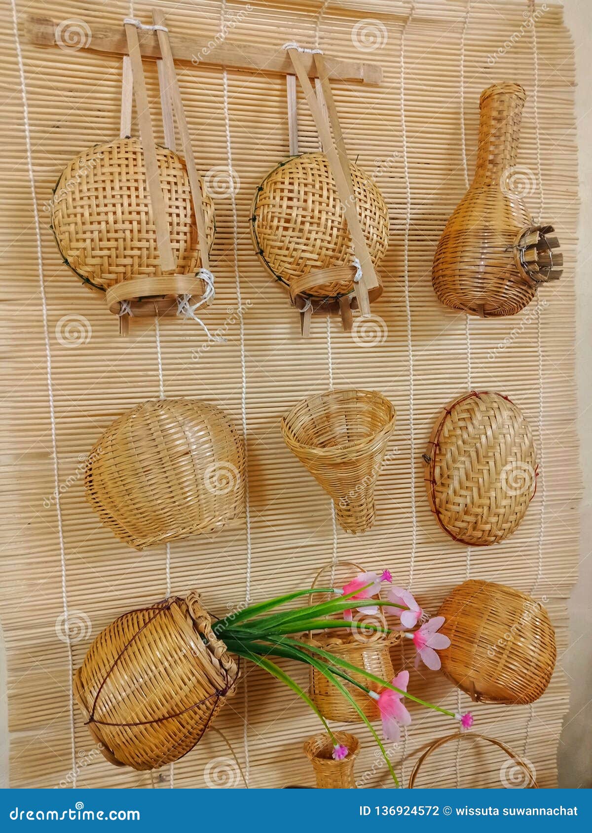 Traditional bamboo baskets stock photo. Image of furniture - 136924572