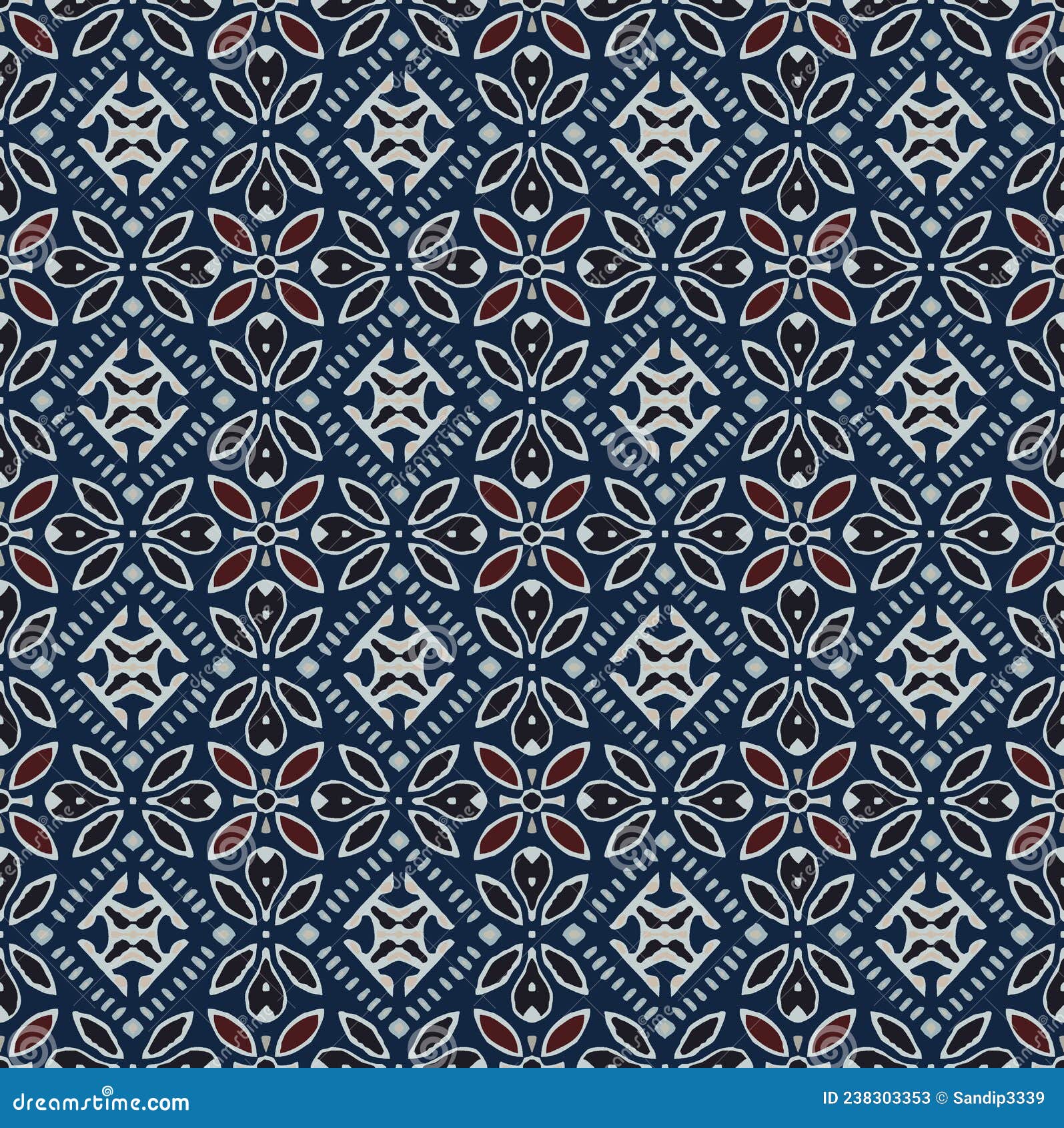 Traditional BANDHANI Patola BLUE Seamless Patternallover Design Stock ...
