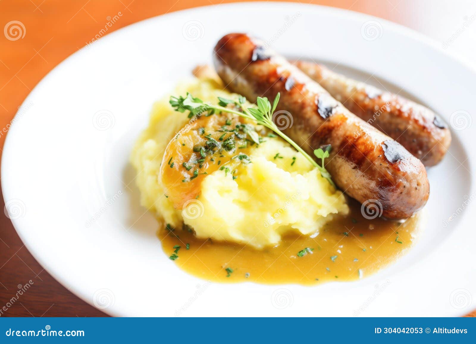 Traditional Bangers and Mash with Mustard on the Side Stock Image ...
