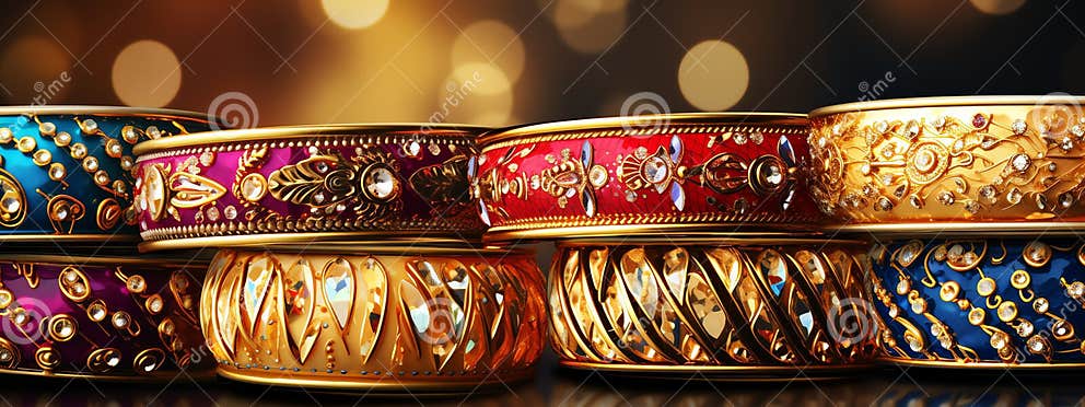 Traditional Bangles Diwali Banner Stock Illustration - Illustration of ...