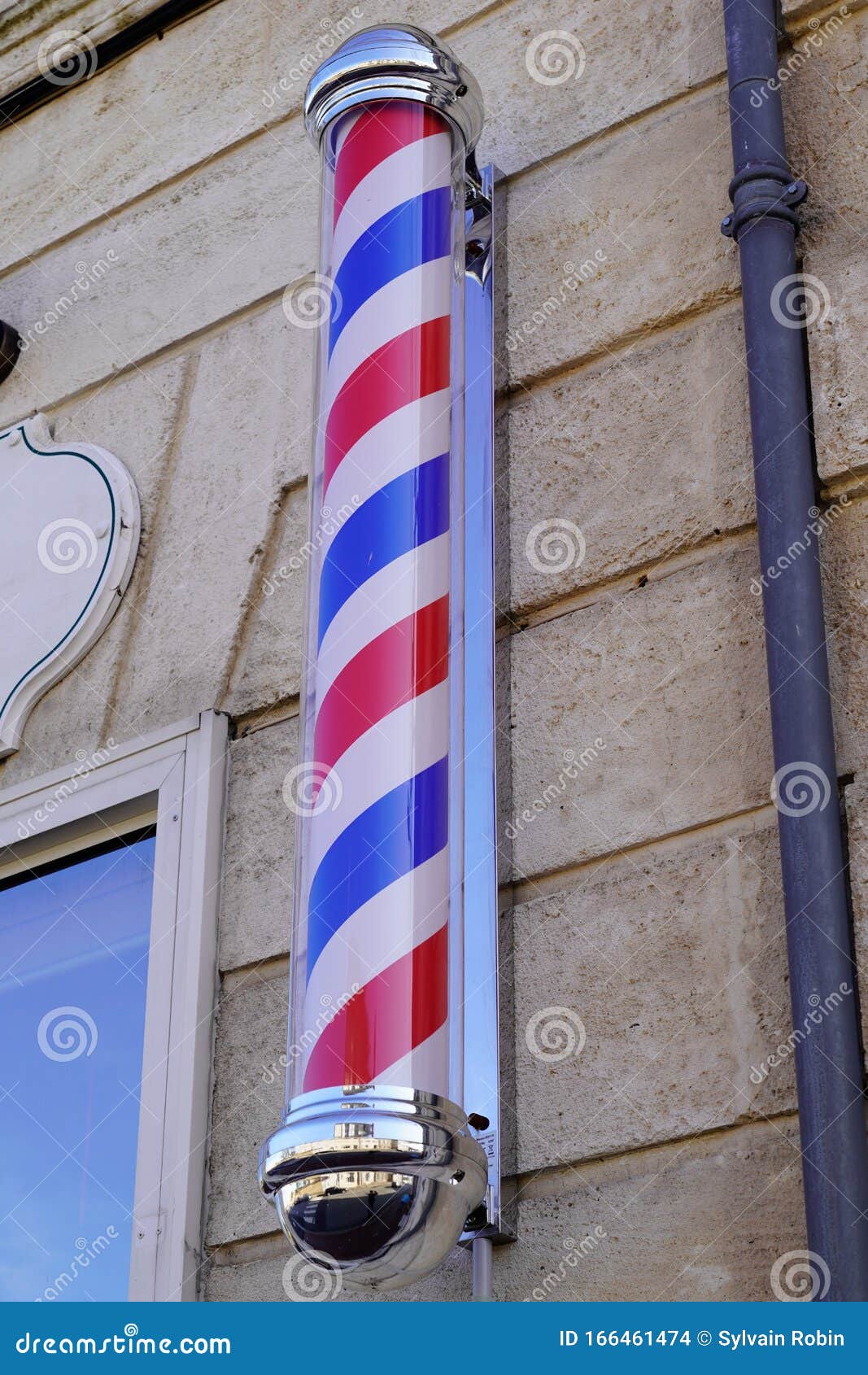 Traditional Barber Pole Sign Street Stock Photo - Image of iconic ...