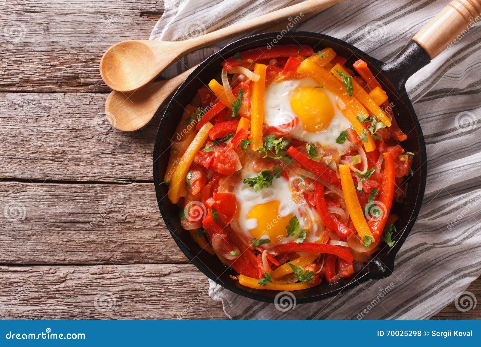 Traditional Basque Piperade with Eggs Close-up. Horizontal Top V Stock ...