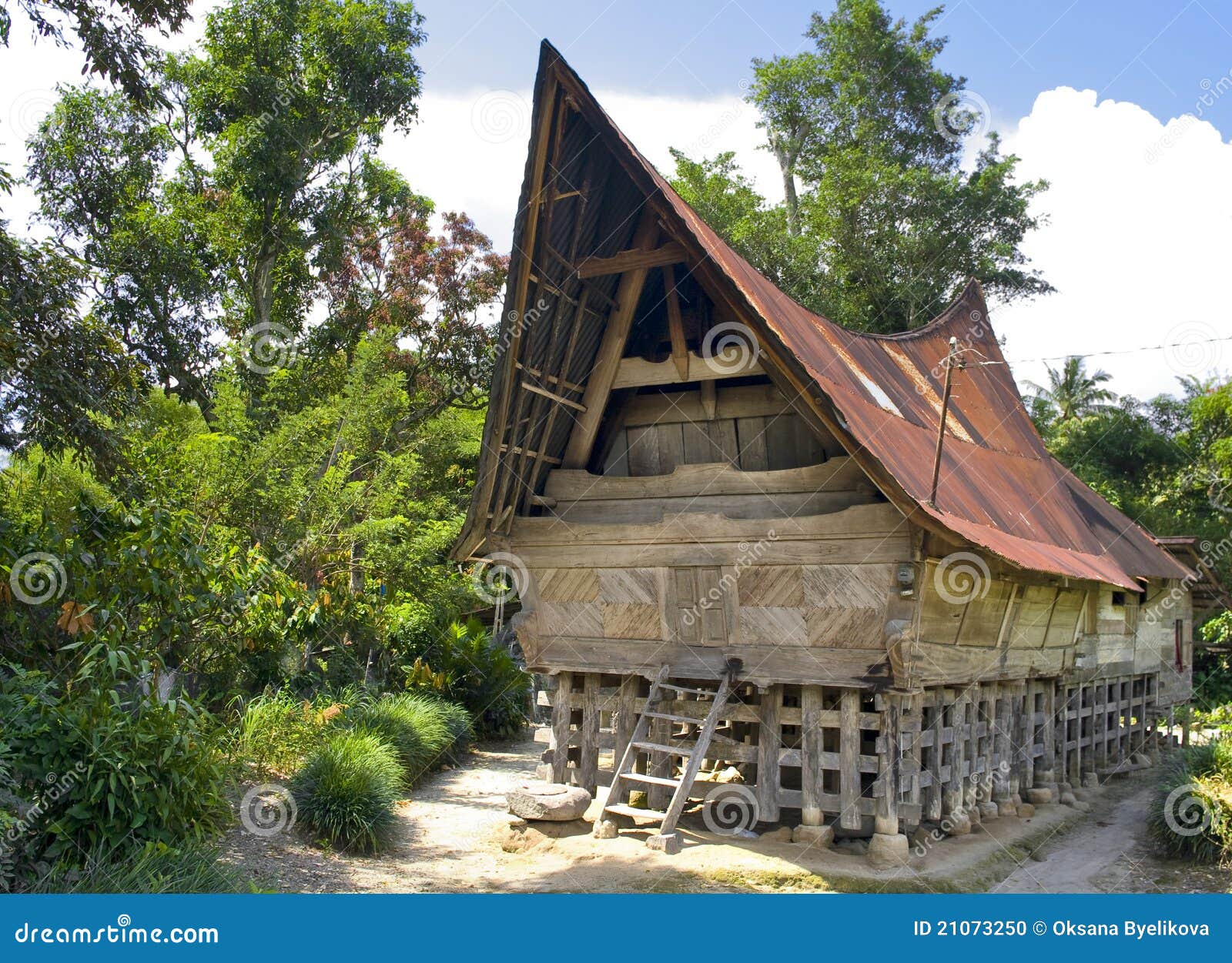 Traditional Batak House on the Samosir Island Stock Photo - Image of ...