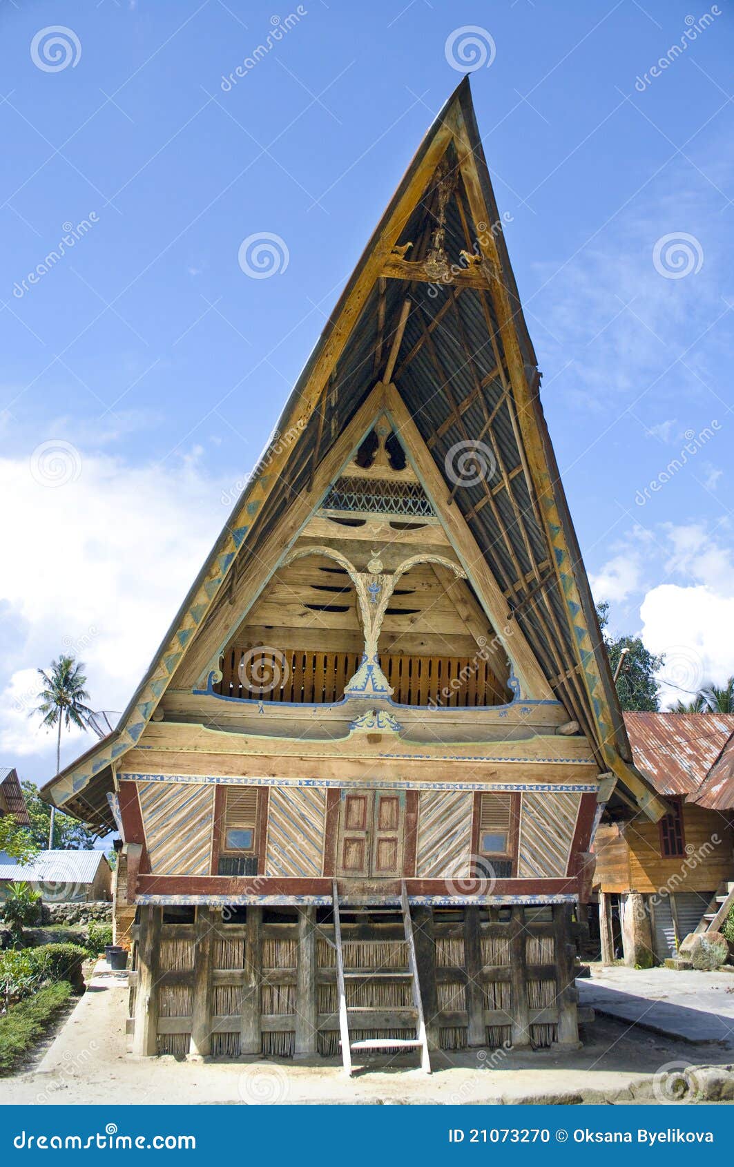 Traditional Batak House on the Samosir Island. Stock Photo - Image of ...