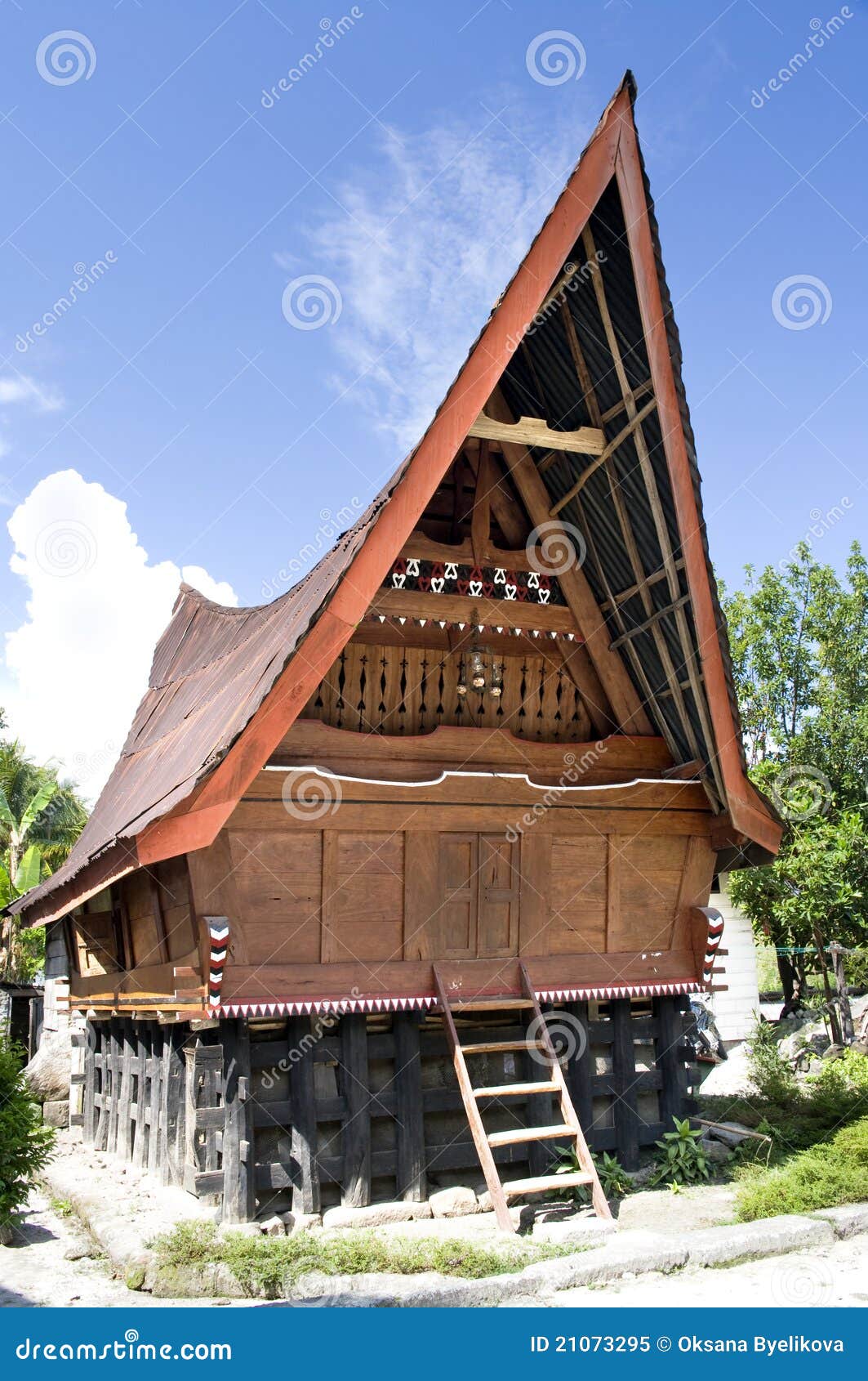 Traditional Batak House on the Samosir Island. Stock Image - Image of ...