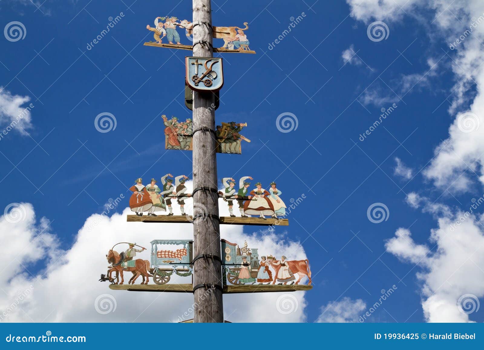 Traditional Bavarian Maypole Stock Image - Image of countryside ...