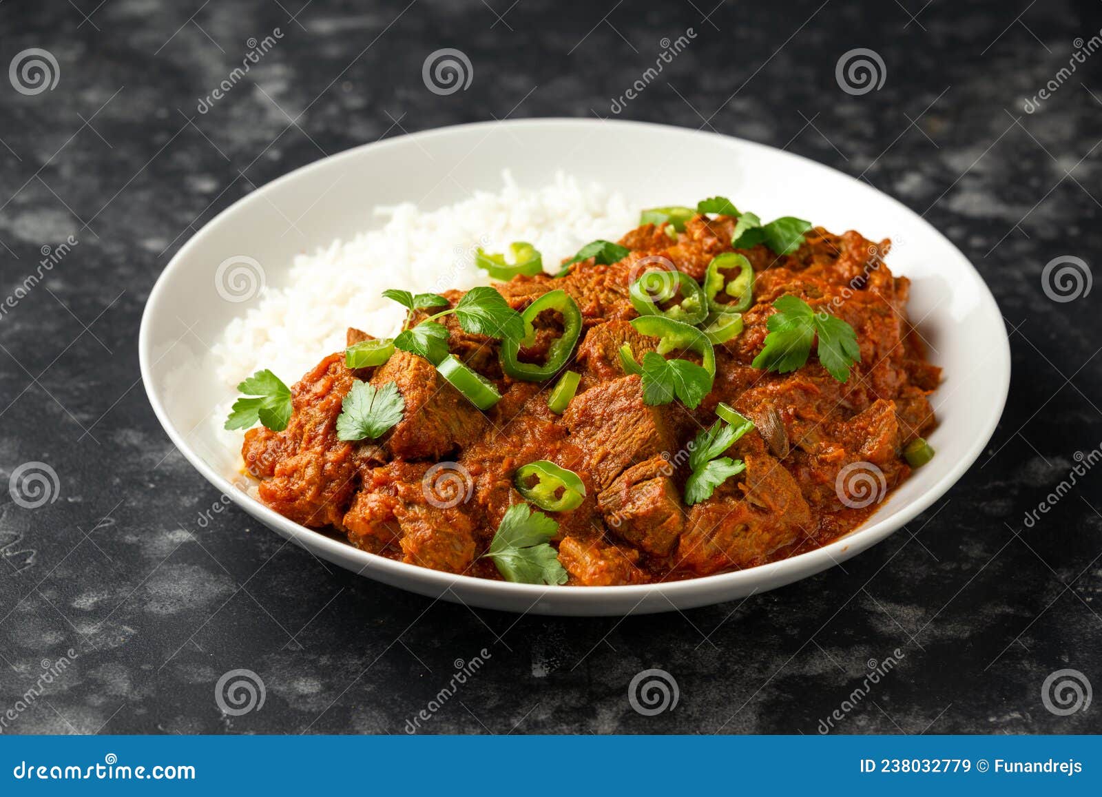 Traditional Beef Curry with Rice and Spicy Stock Image - Image of meat ...