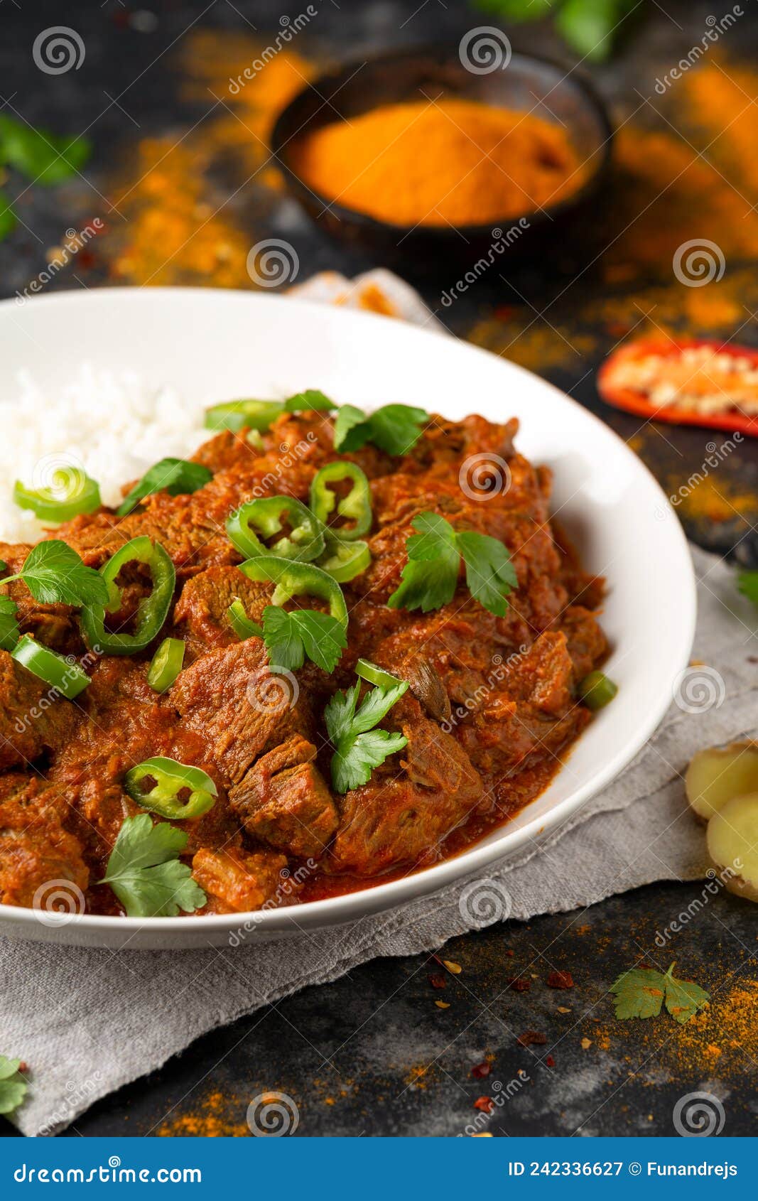 Traditional Beef Curry with Rice and Spicy. Stock Image - Image of beef ...