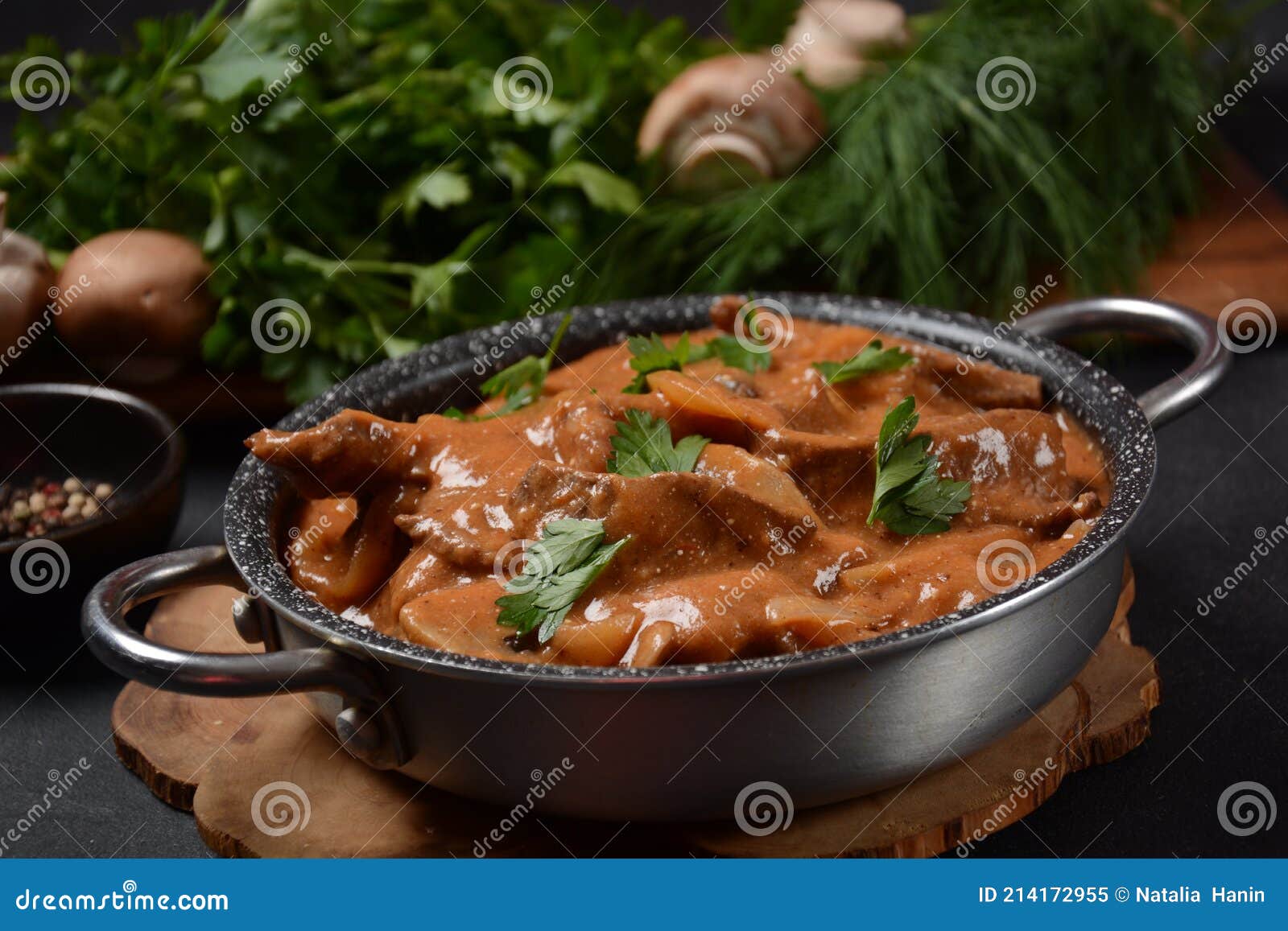 Traditional Beef Stroganoff with Cremini and Champignons Stock Image ...