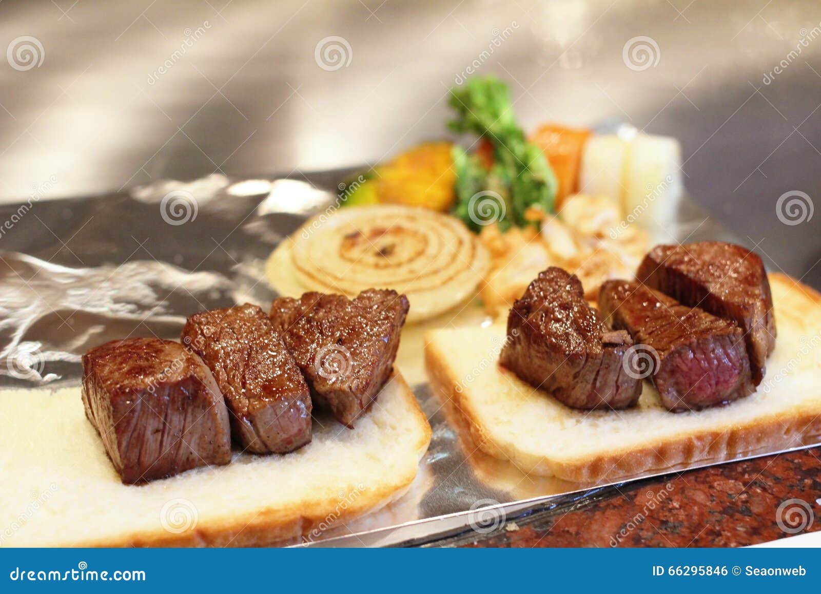 Traditional Beef Teppanyaki on a Hot Plate Stock Photo - Image of juicy ...
