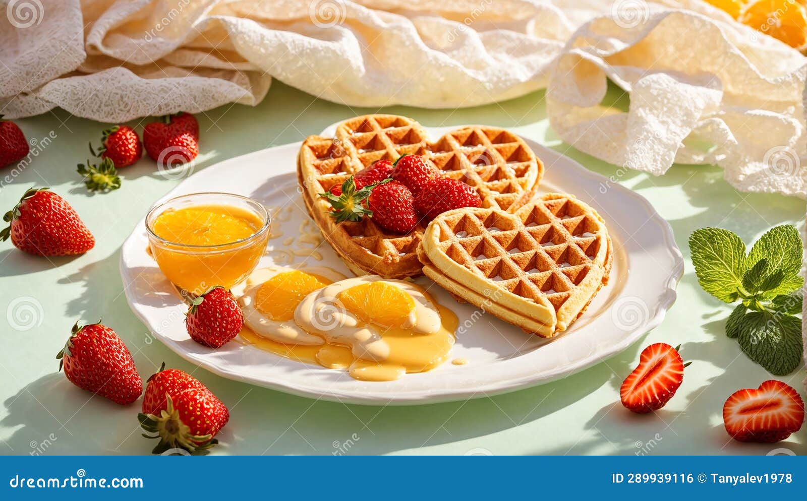 Traditional Belgian Waffles Orange Crispy Yummy Snack Stock Photo ...