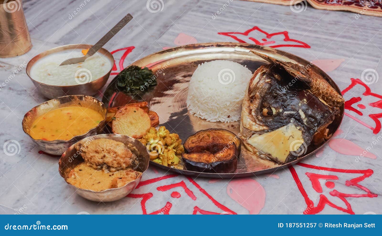 Traditional Bengali Dish Served in Rice Ceremony Event Stock Image ...