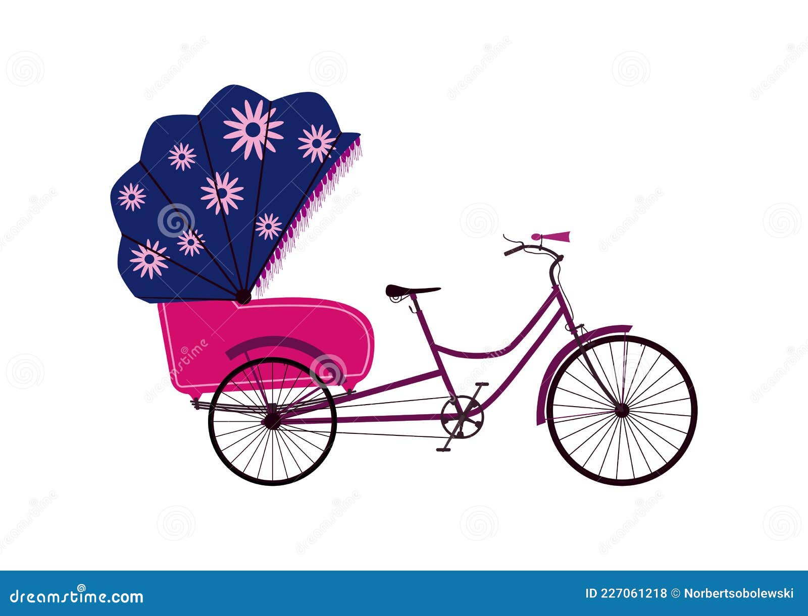 Side View of Traditional Bicycle Rickshaw. Stock Vector - Illustration ...