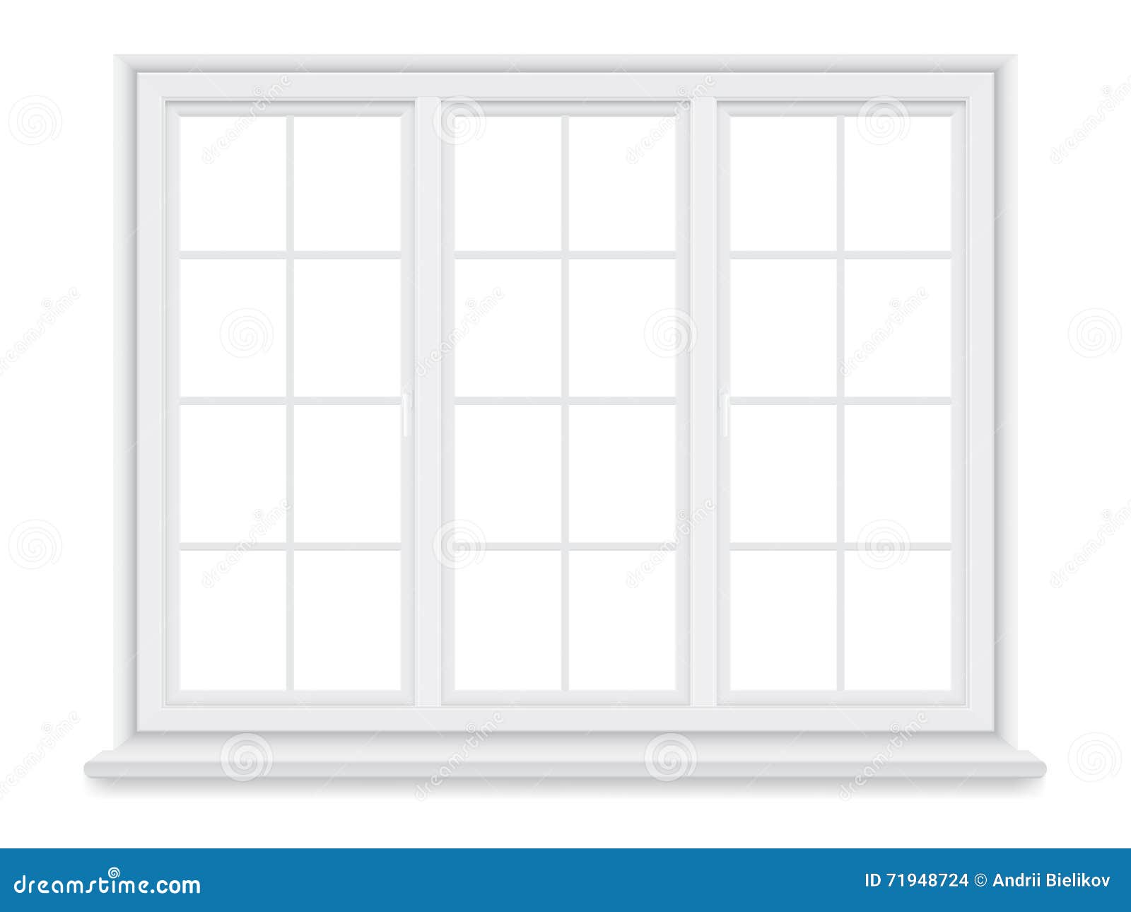 Traditional Big White Window Isolated Stock Vector - Illustration of ...