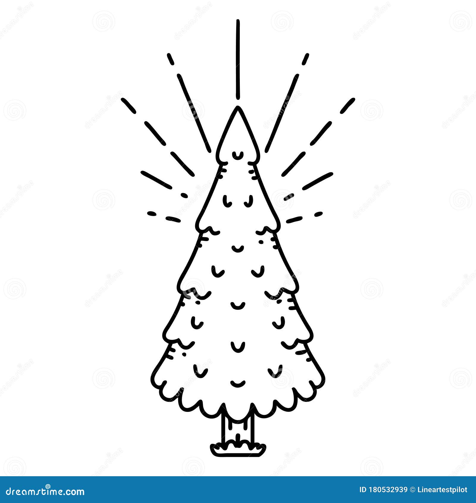 Traditional Black Line Work Tattoo Style Pine Tree Stock Vector ...