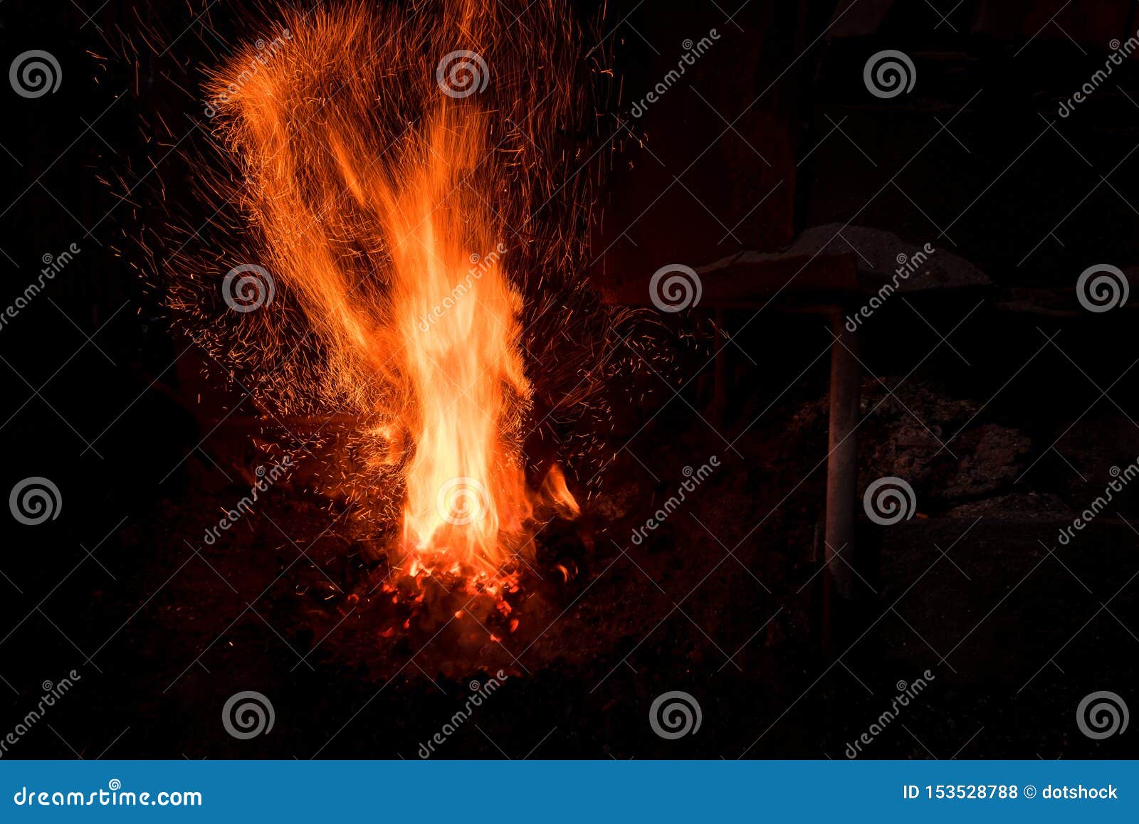 Traditional Blacksmith Furnace with Burning Fire Stock Photo - Image of ...