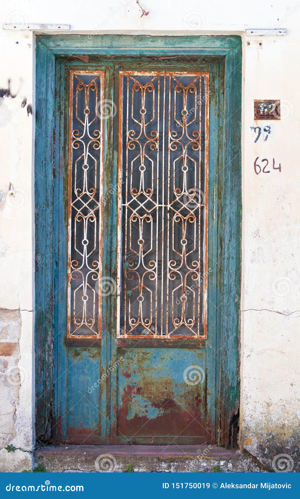 Traditional Blue Greek Door Stock Image - Image of medieval, pictorial ...