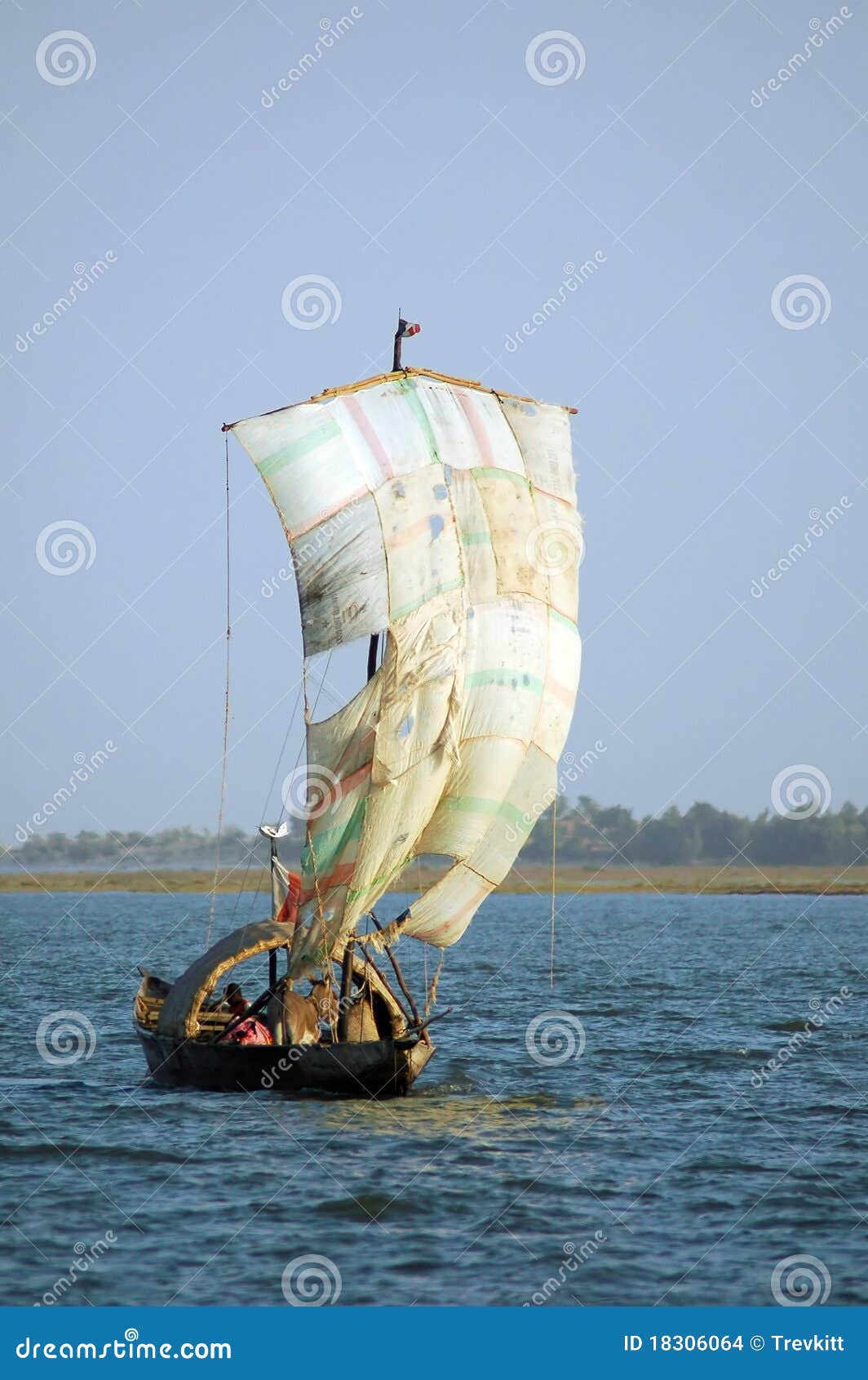 Traditional Boat in West Africa with a Sail Stock Photo - Image of ...