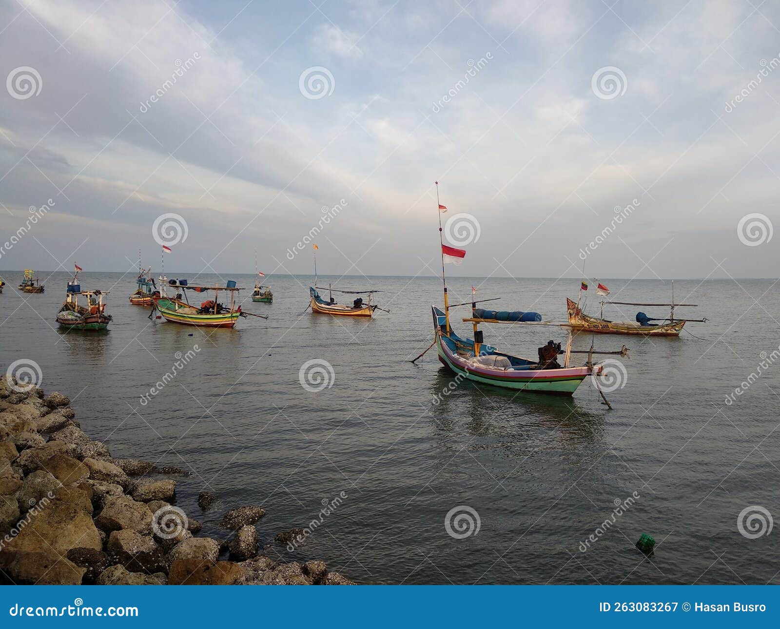 Traditional Boats on the Coast of East Java, Indonesia Editorial ...
