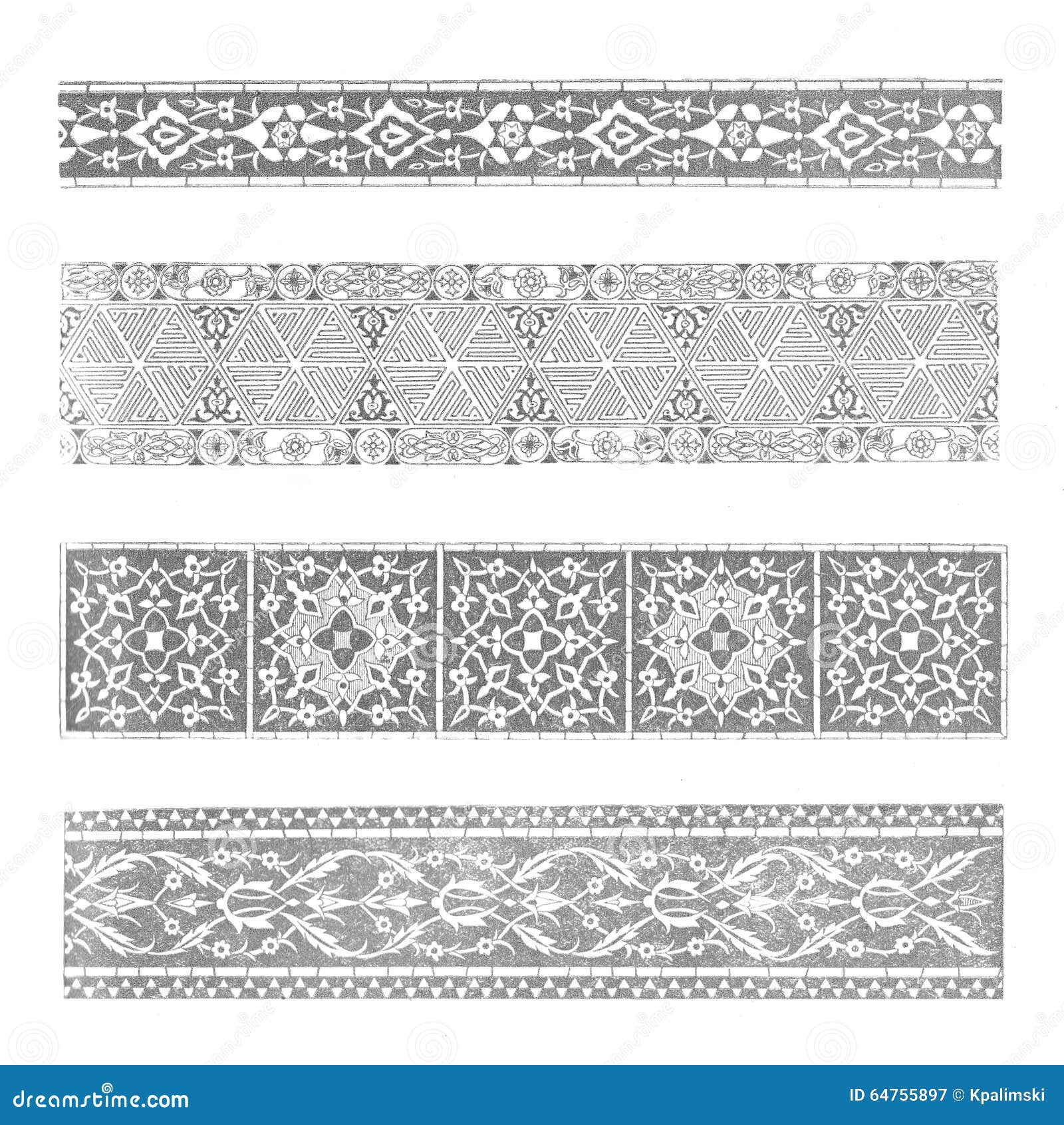 Traditional Border Pattern Collection Stock Illustration - Illustration ...