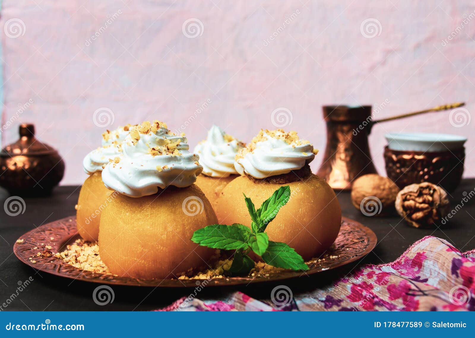 Traditional Bosnian Apple Cake Filled with Walnuts and Coffee Stock ...