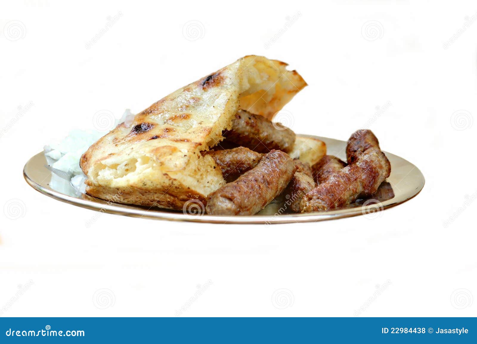 Traditional Bosnian Food Cevapi With Flat Bread And Onion Royalty-Free ...