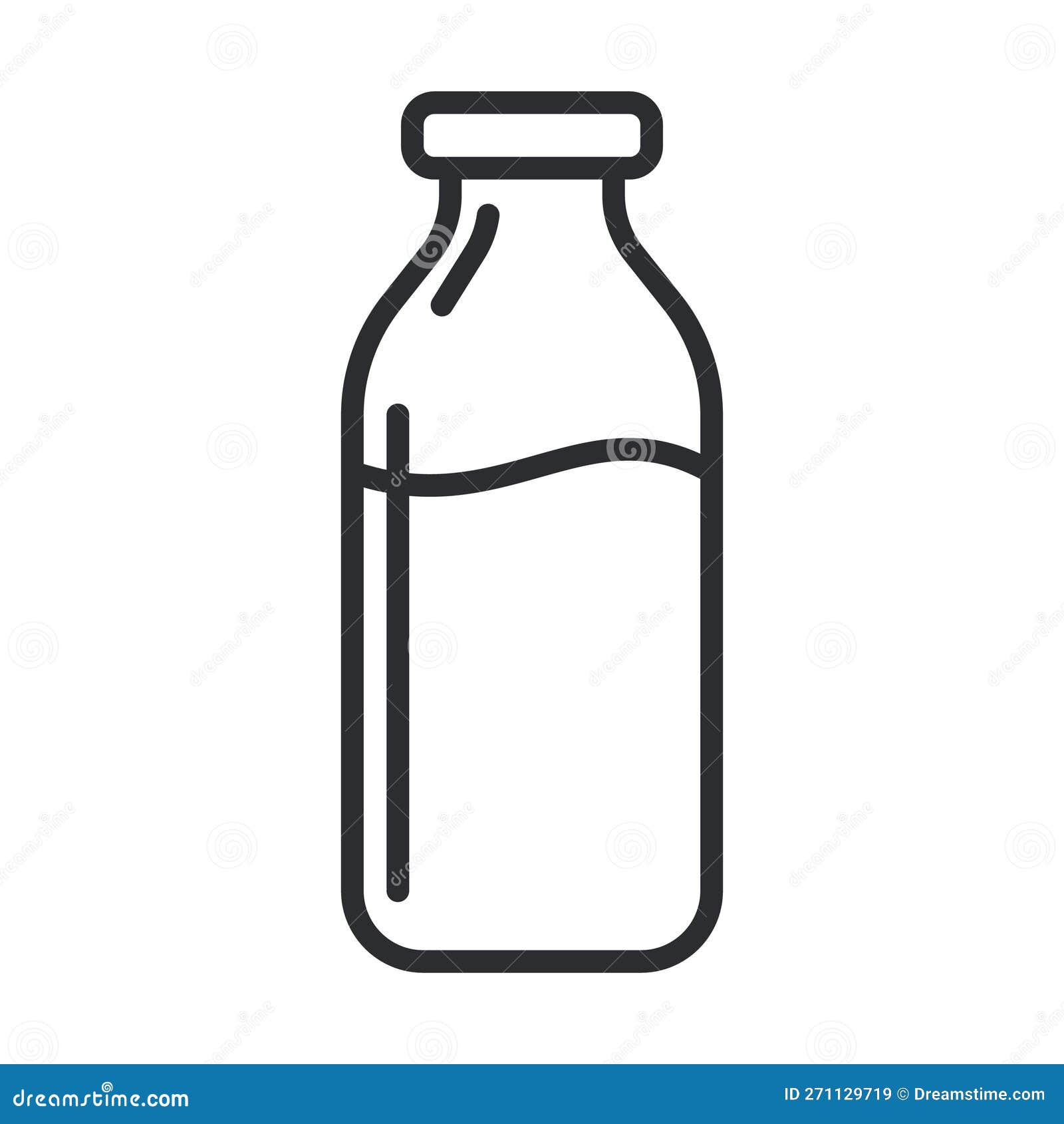 The Traditional Bottle of Milk Outline Icon. Milk Bottle Line Vector ...