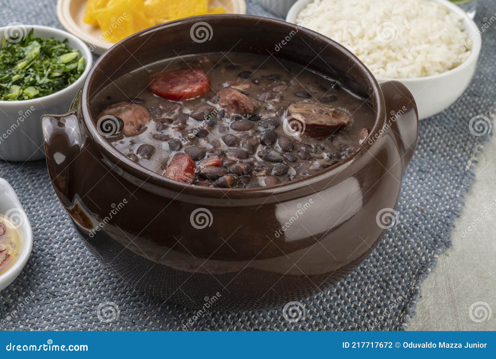 Traditional Brazilian Feijoada with Rice, Orange, Kale and Pepper Stock ...