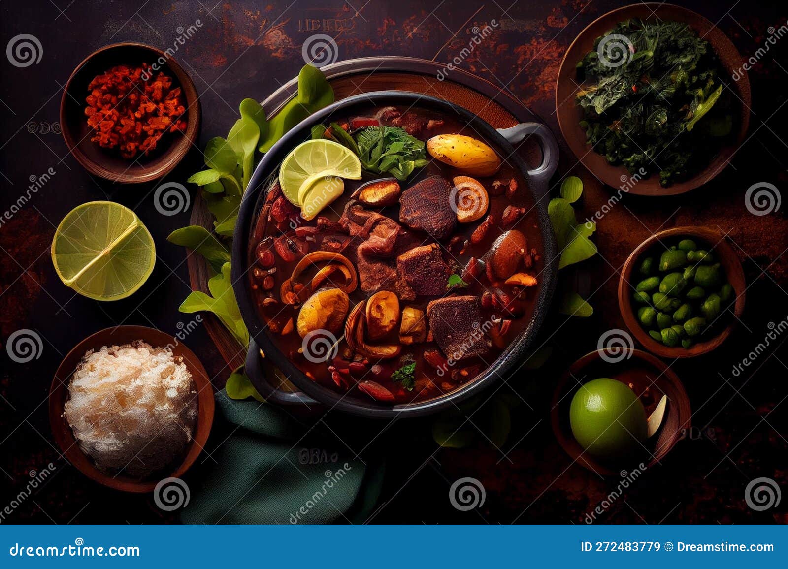 Traditional Brazilian Feijoada Top View with Side Dishes.generative Ai ...