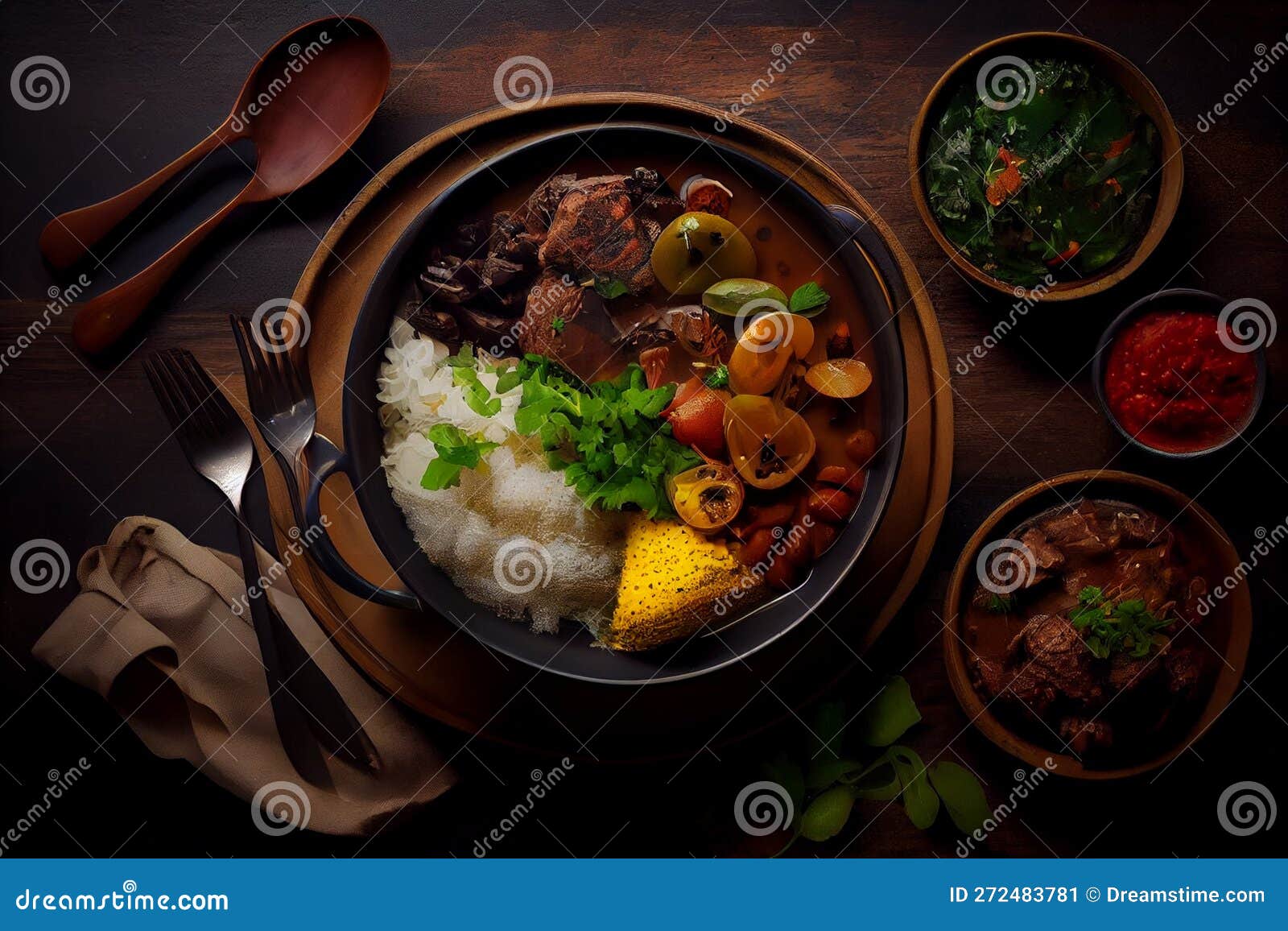 Traditional Brazilian Feijoada Top View with Side Dishes.generative Ai ...