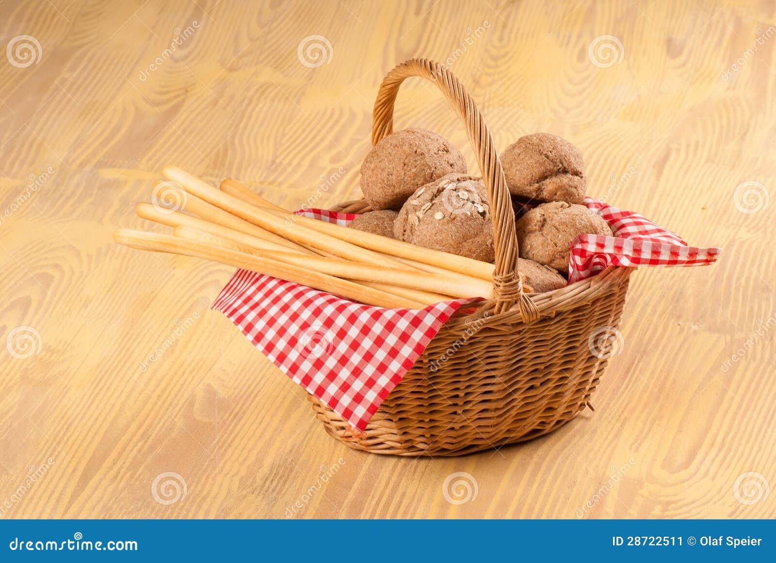 Traditional Bread Basket on Table Stock Image - Image of life, homemade ...