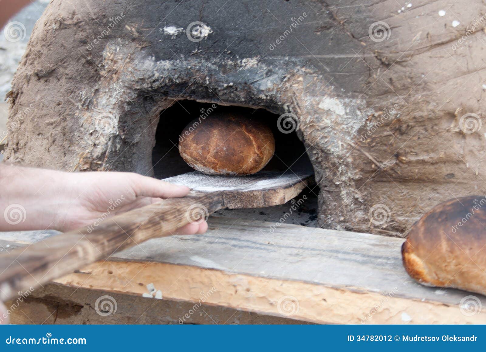 Traditional Bread Made in Medieval Oven. Stock Photo - Image of ...