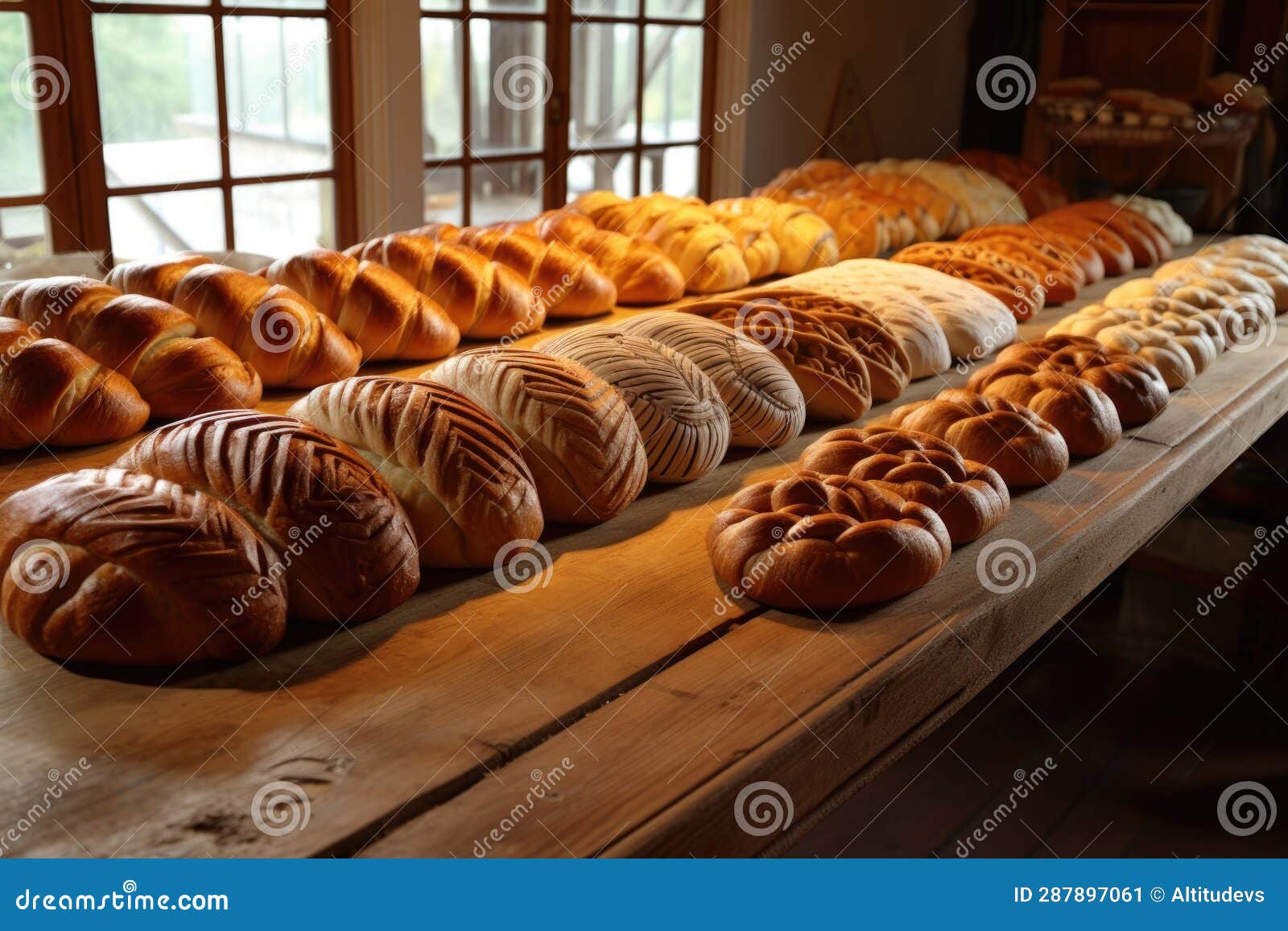 Traditional Bread Shapes Lined Up for Baking Stock Illustration ...